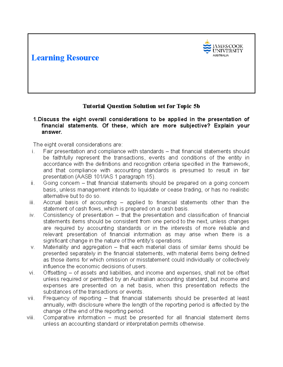 Topic 5b Tutorial Question Solutions - Tutorial Question Solution set ...