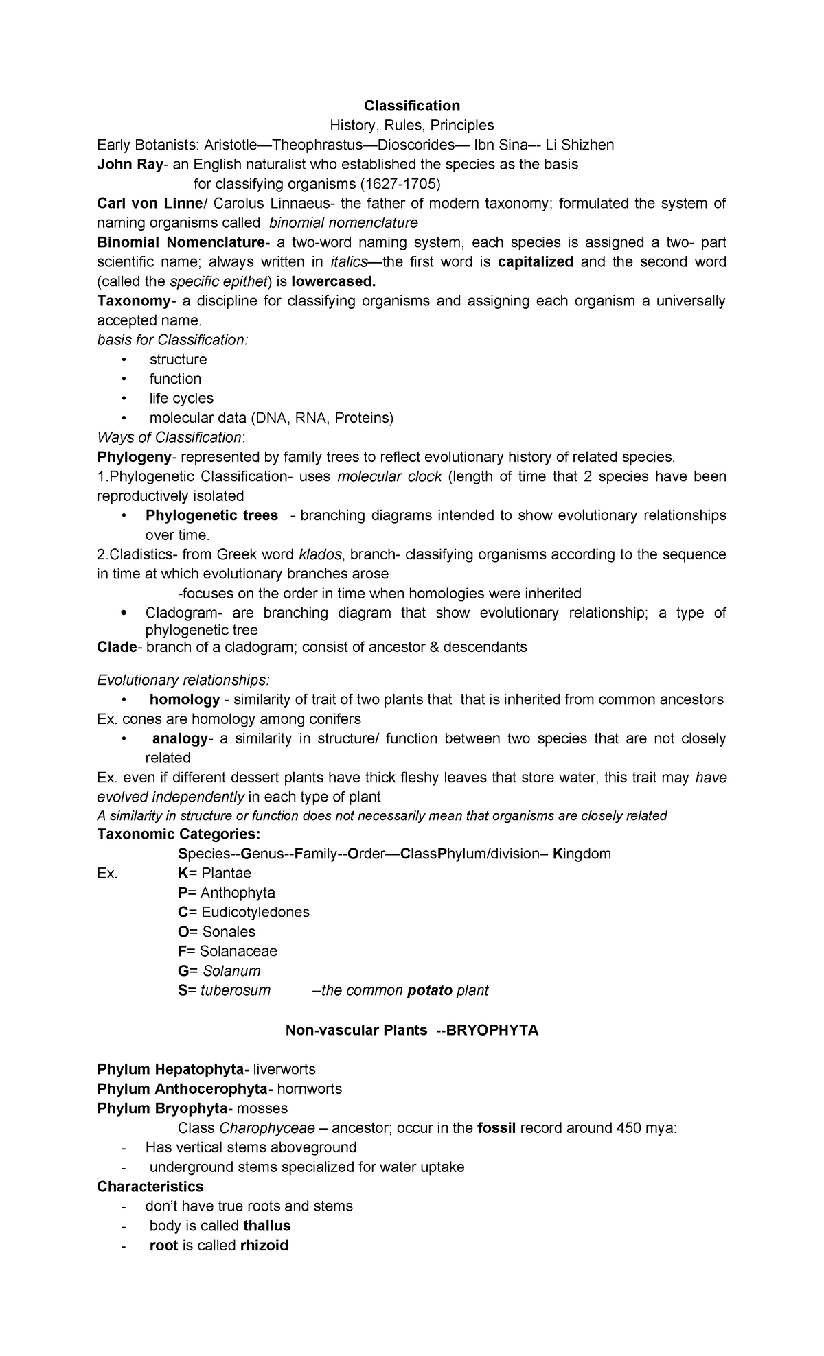 Plant Classification - N/A - Classification History, Rules, Principles ...