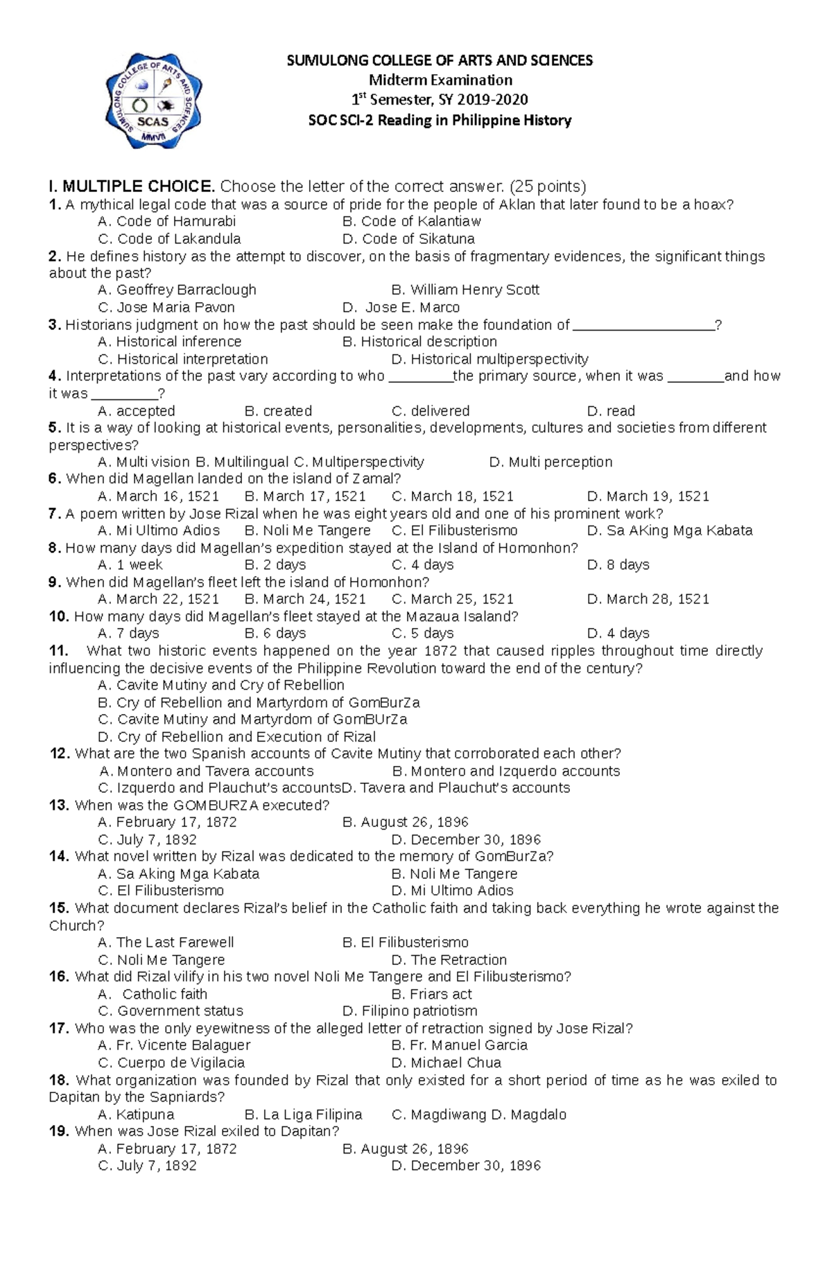 Scribd - module - SUMULONG COLLEGE OF ARTS AND SCIENCES Midterm ...