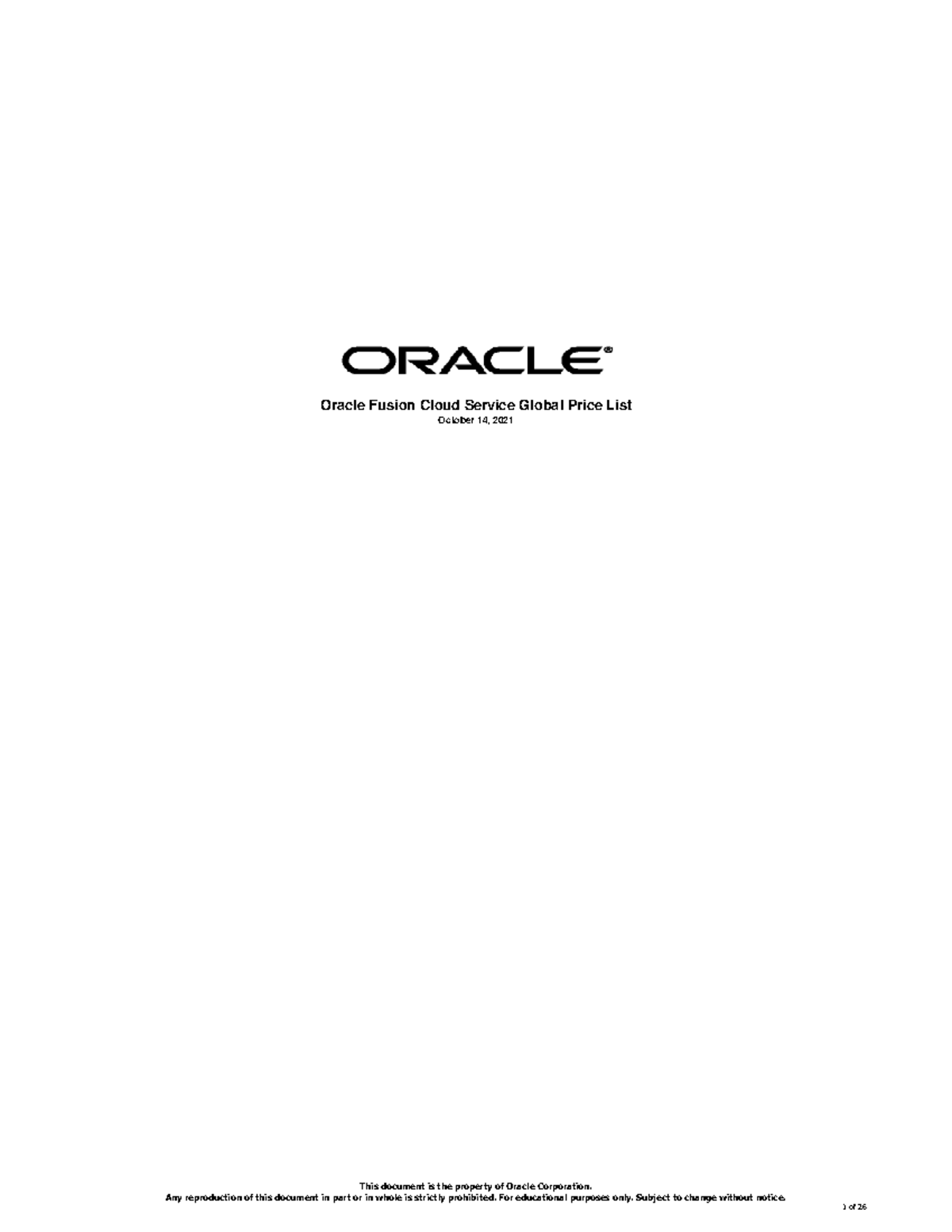 Oracle fusion cloud service global price list - Oracle Fusion Cloud ...