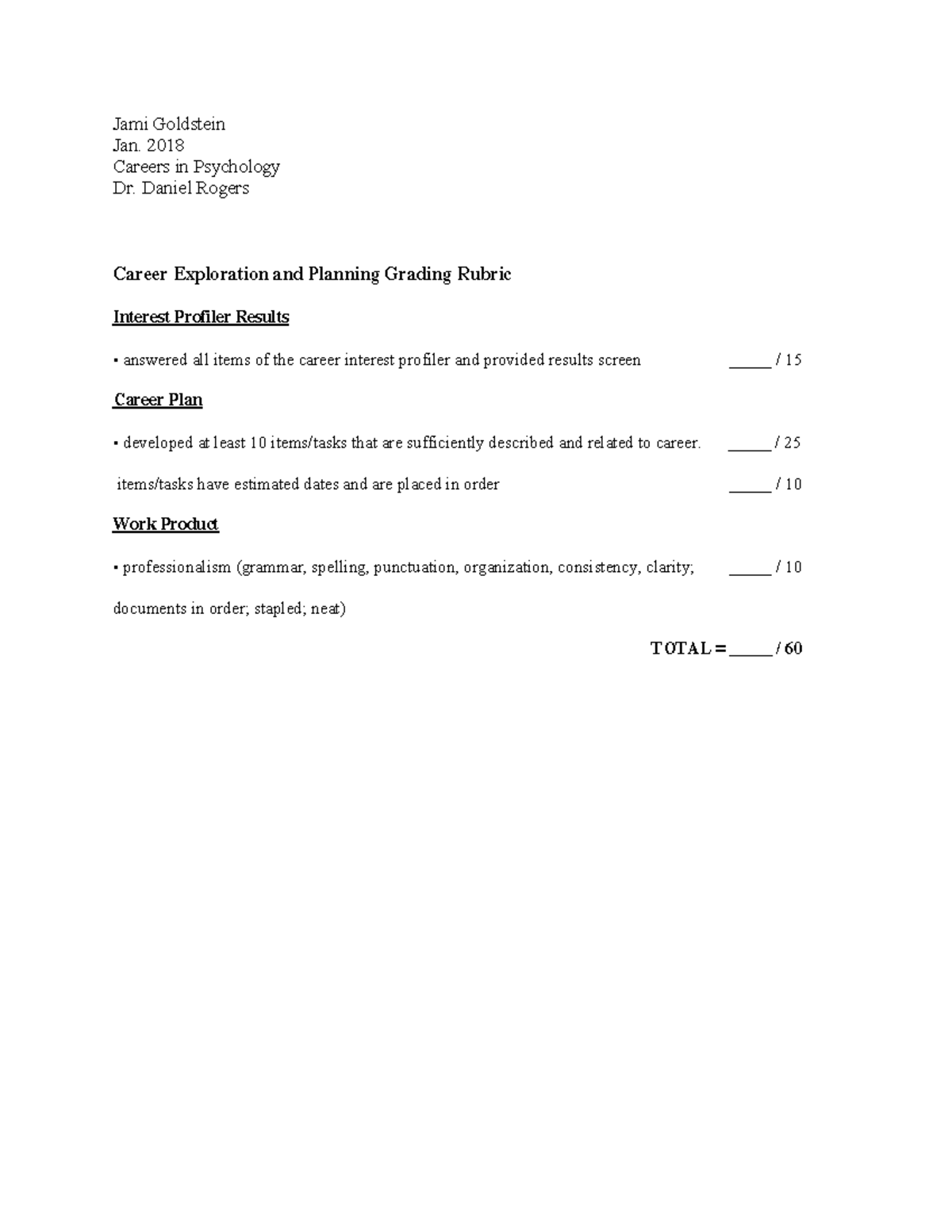 Psyc Project pdf final - Jami Goldstein Jan. 2018 Careers in Psychology ...