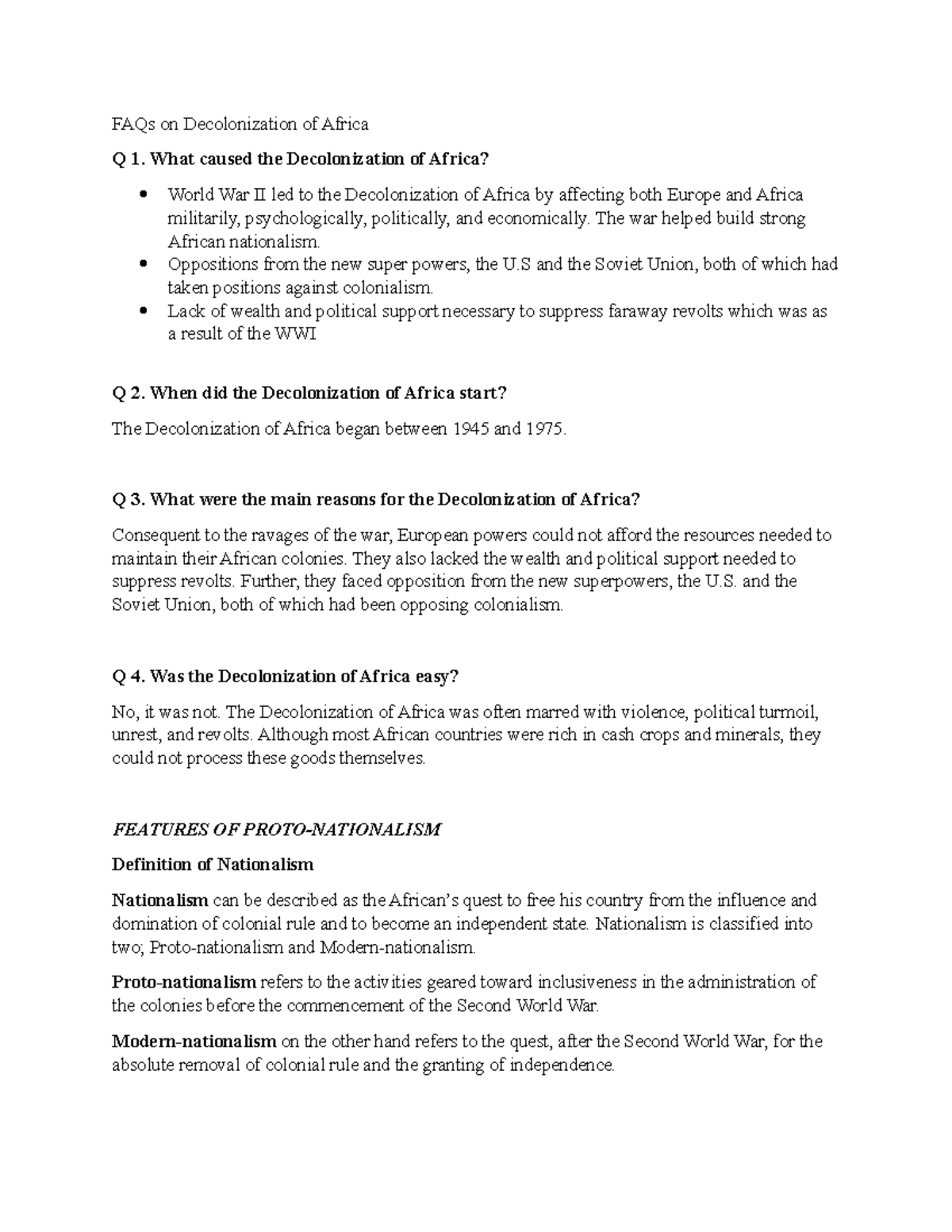 FAQs on Decolonization of Africa - What caused the Decolonization of ...