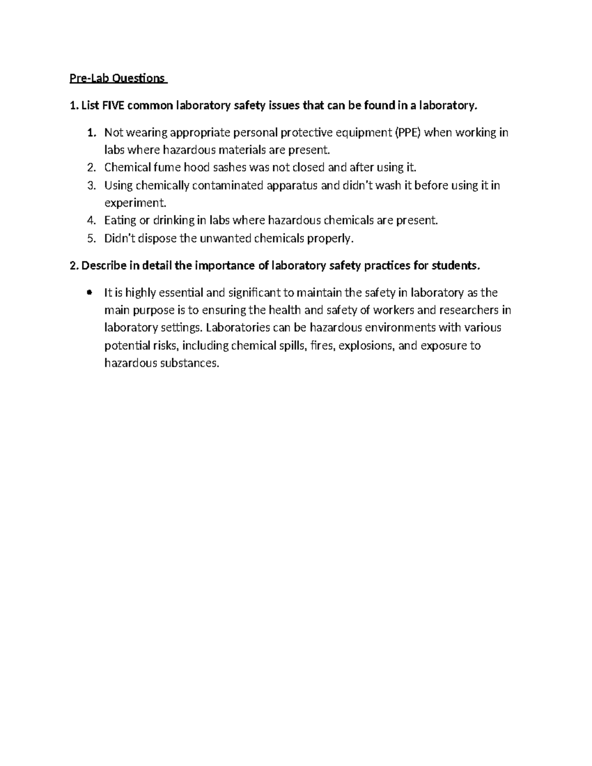 Pre-Lab Questiocmtexp 5-WPS Office - Pre-Lab Questions 1. List FIVE ...