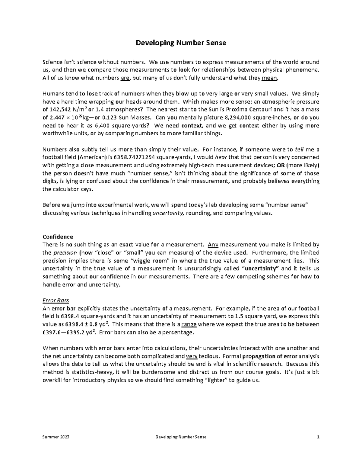 Developing Number Sense - Developing Number Sense Science isn’t science ...