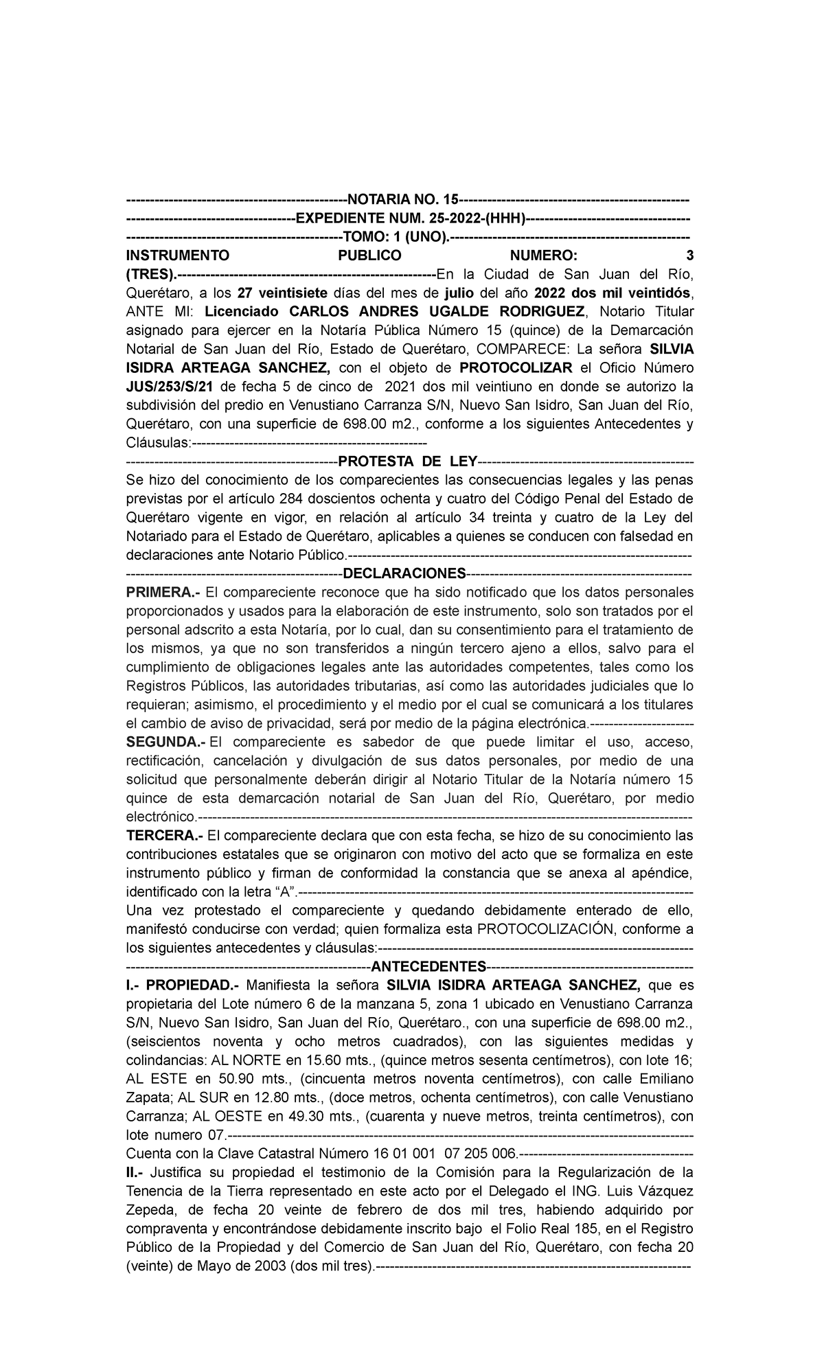 3 - ESCRITURA PUBLICA -NOTARIA NO. 15-EXPEDIENTE NUM. 25-2022-(HHH ...
