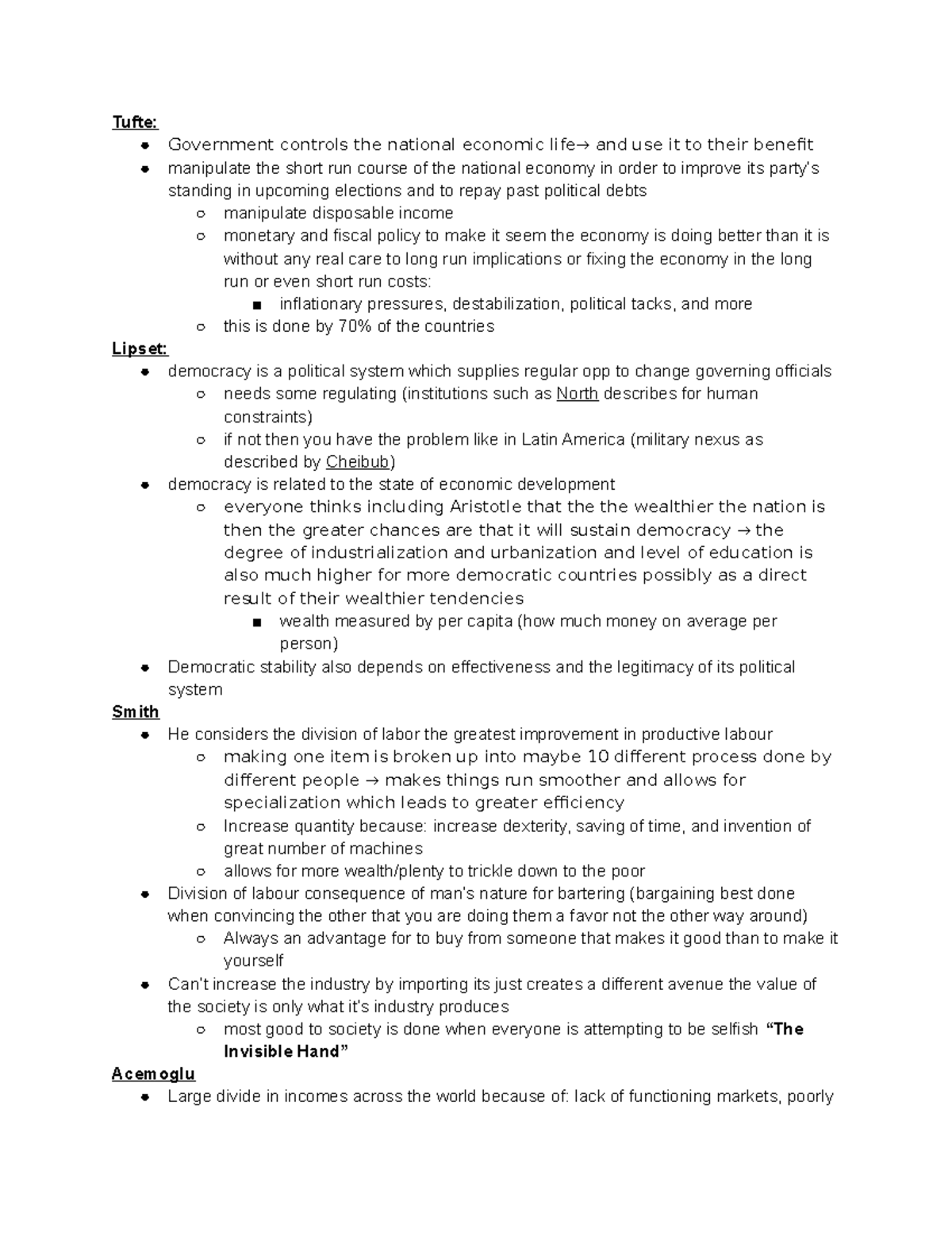 Readings - Summary Comparative Political Systems - Tufte: Government ...