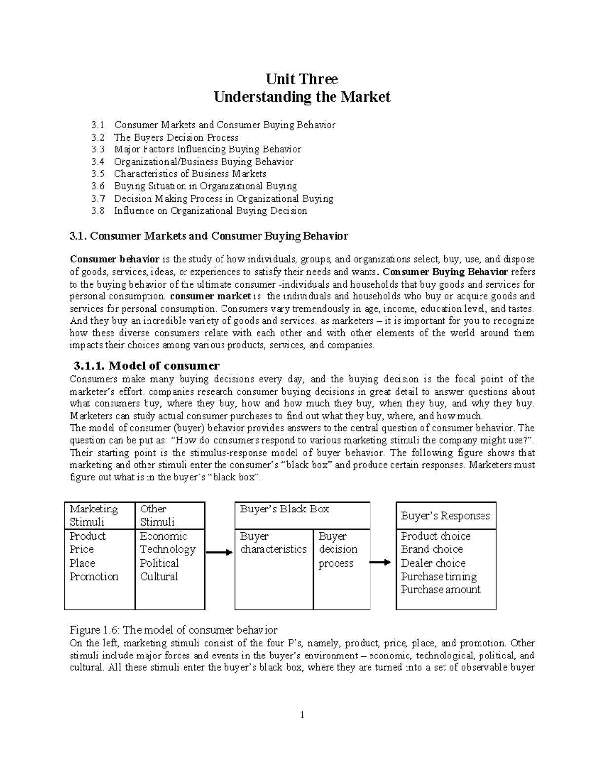 Chap 3 Principle-Understanding the Market - Unit Three Understanding ...