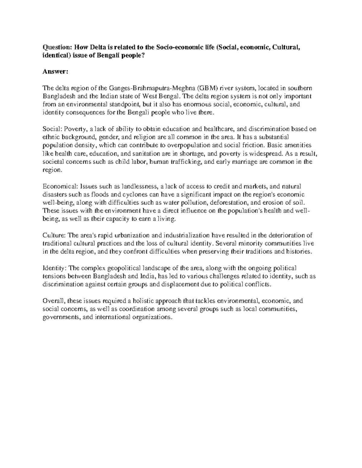 Bengal Delta (GBM) Assignment - Question: How Delta is related to the ...