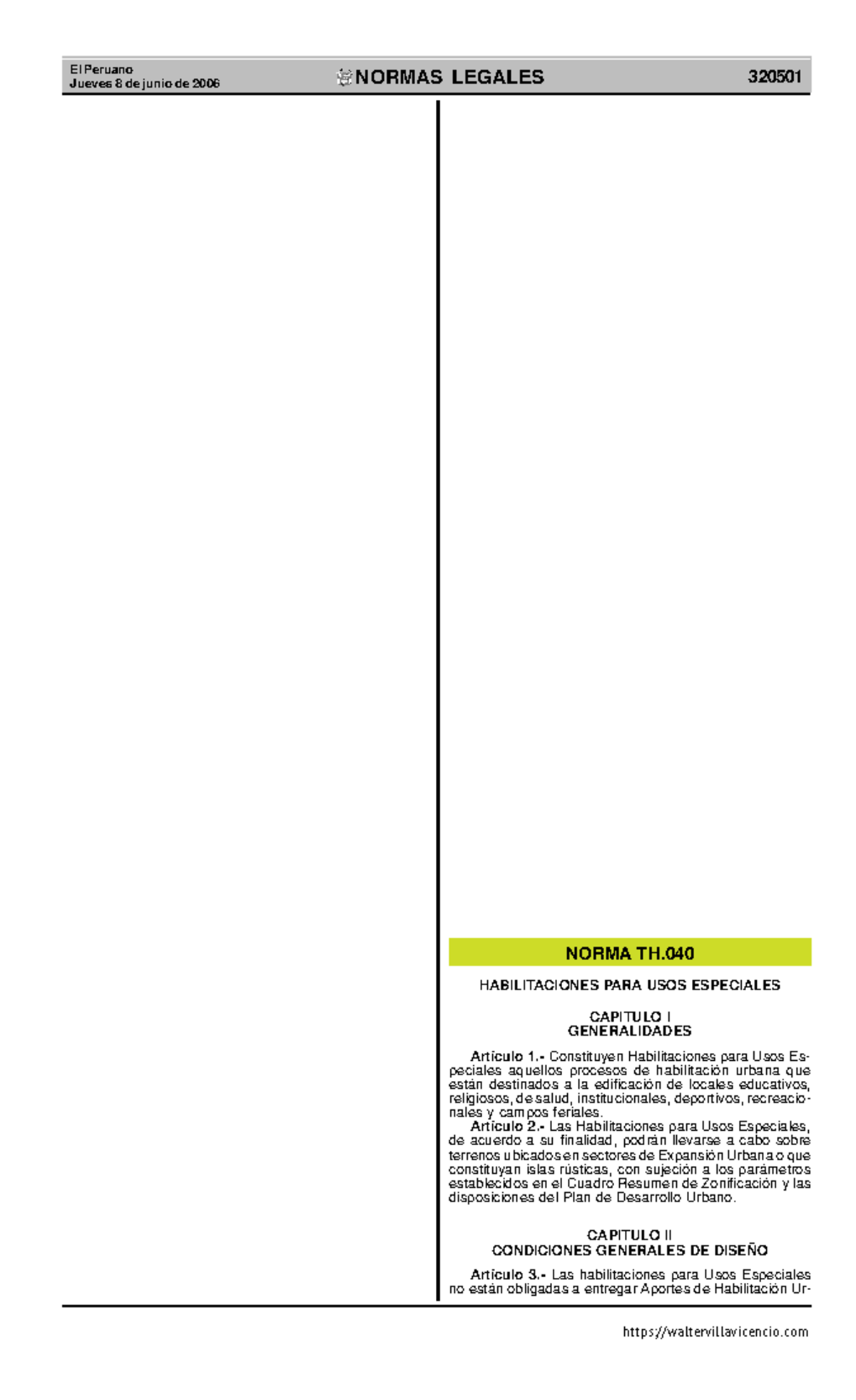 Norma TH.040 Habilitaciones PARA USOS Especiales - Construccion II ...