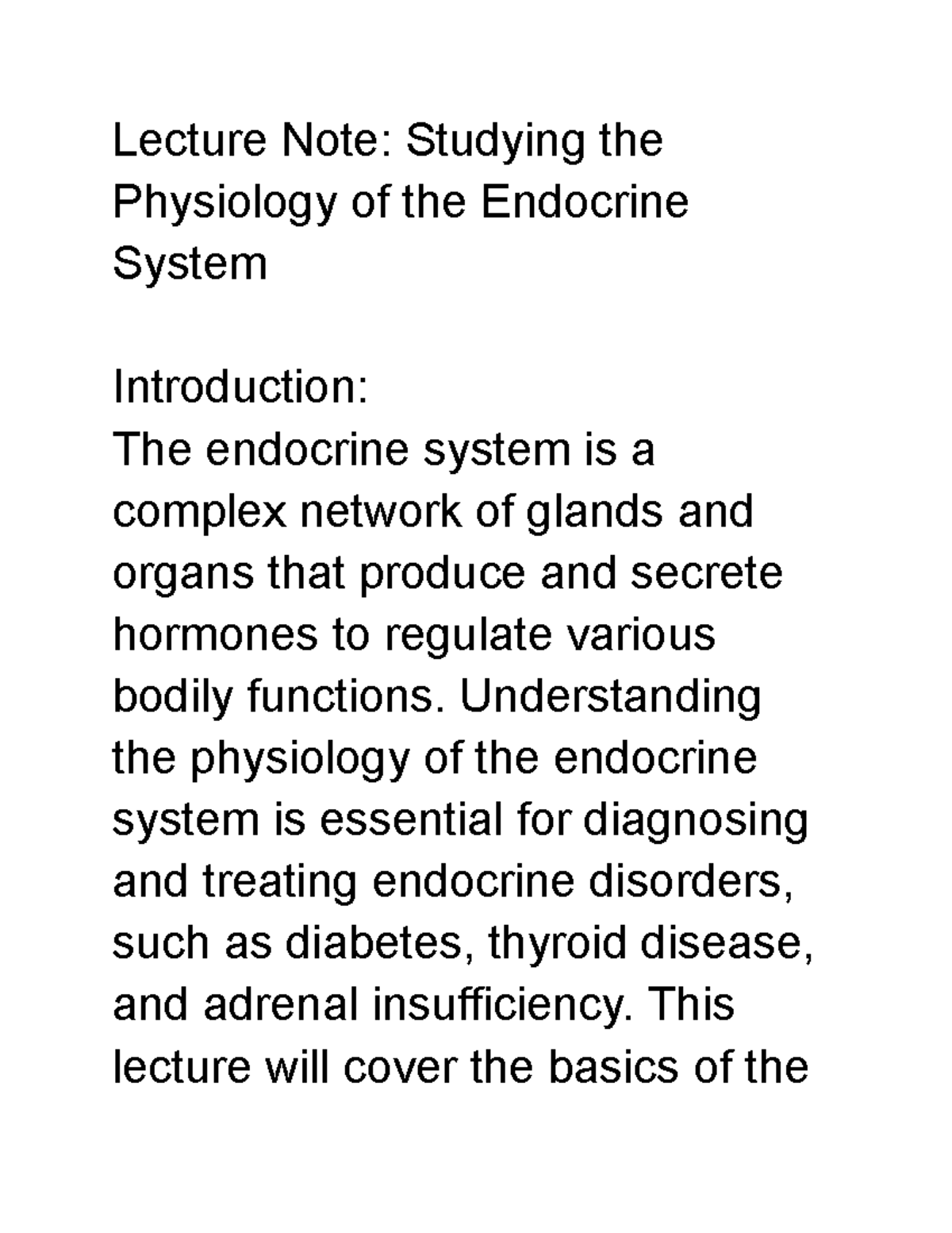 Lecture Note Studying the Physiology of the Endocrine System - Google ...