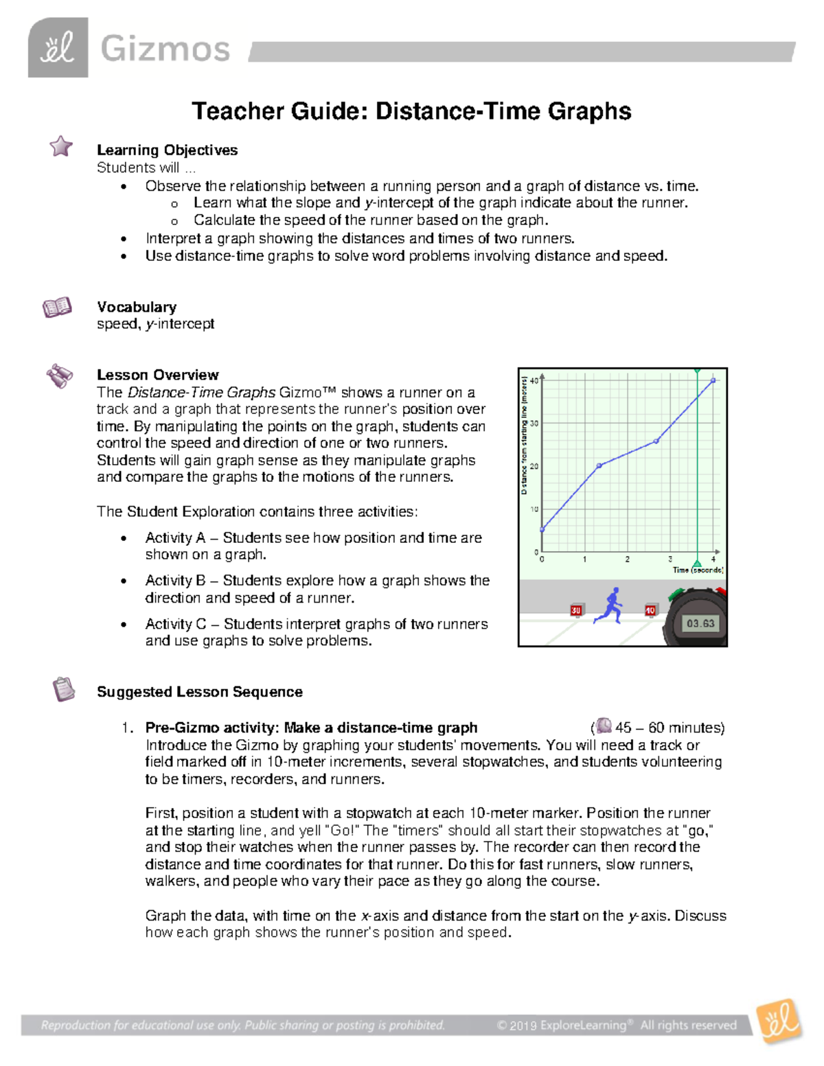 Distance Time TGm - 2019 Teacher Guide: Distance-Time Graphs Learning ...