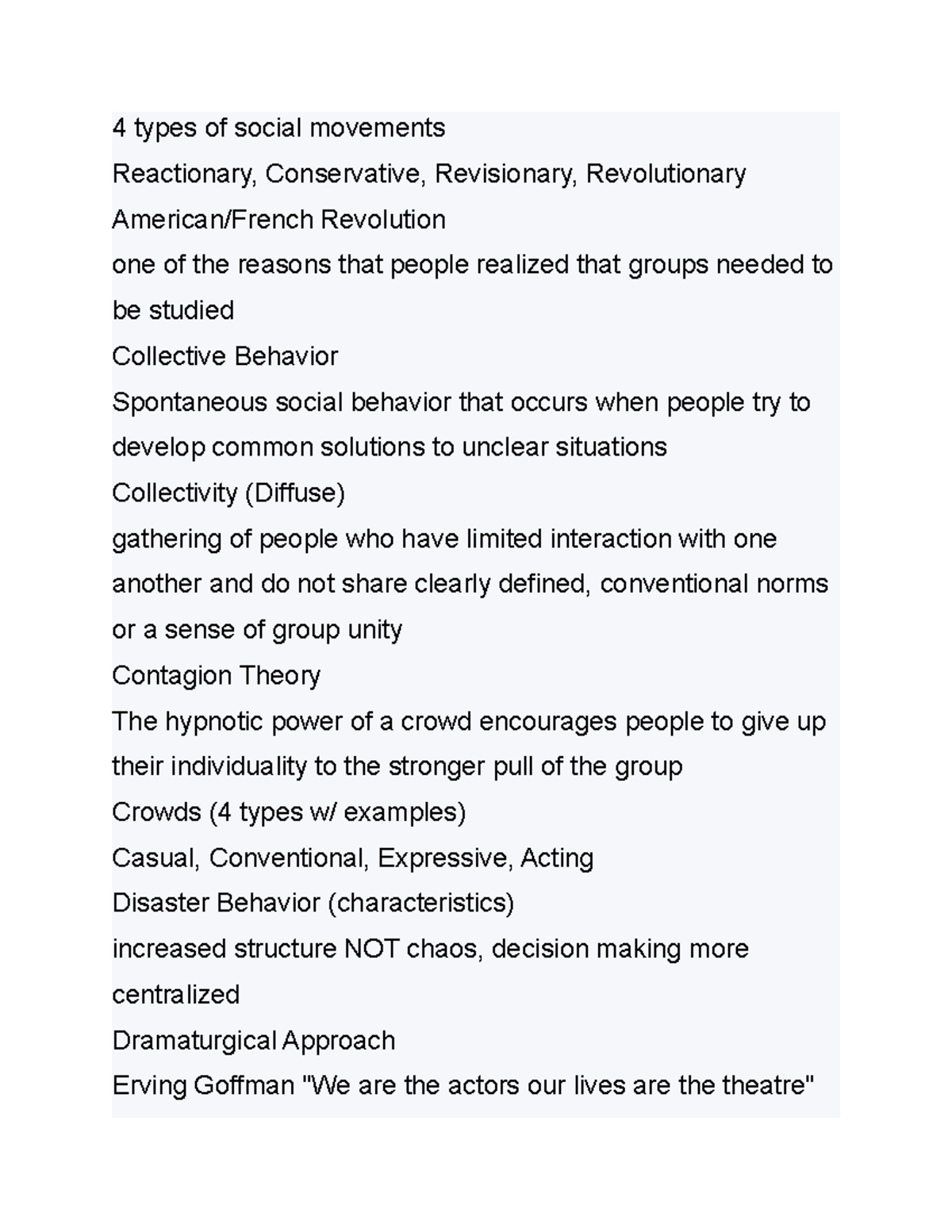 Sociology ch1 - 4 types of social movements Reactionary, Conservative ...