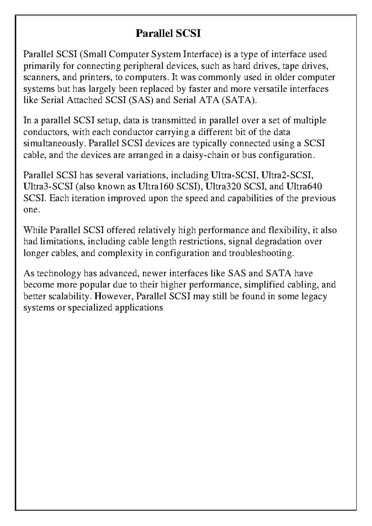 Parallel SCSI - Parallel SCSI Parallel SCSI (Small Computer System ...