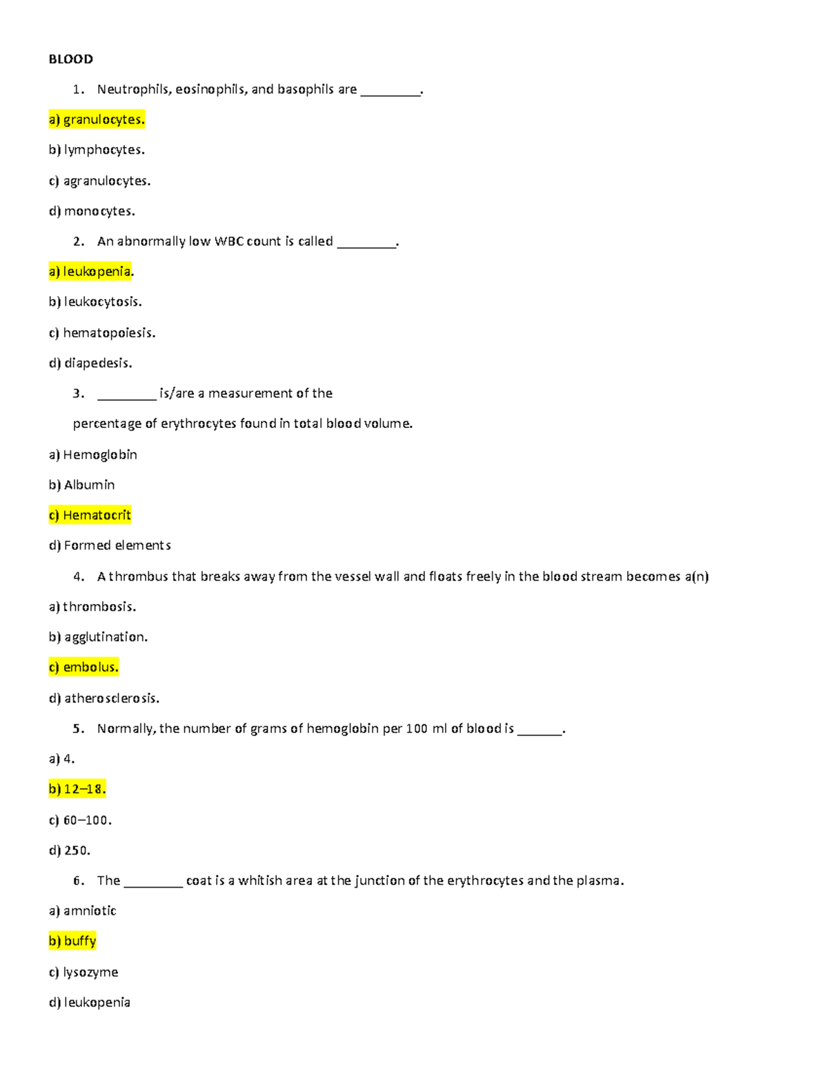 Blood-reviewer in anatomy and physiology - Human Anatomy and Physiology ...