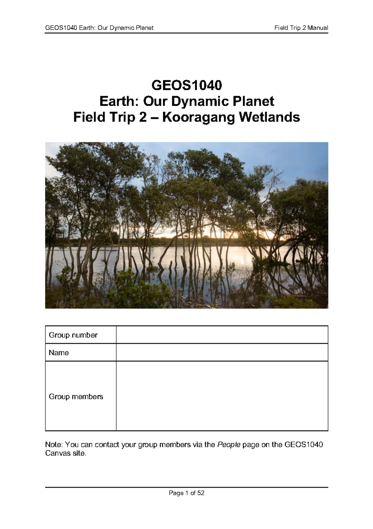 GEOS1040 Field Trip 2 2023 Final - GEOS Earth: Our Dynamic Planet Field ...