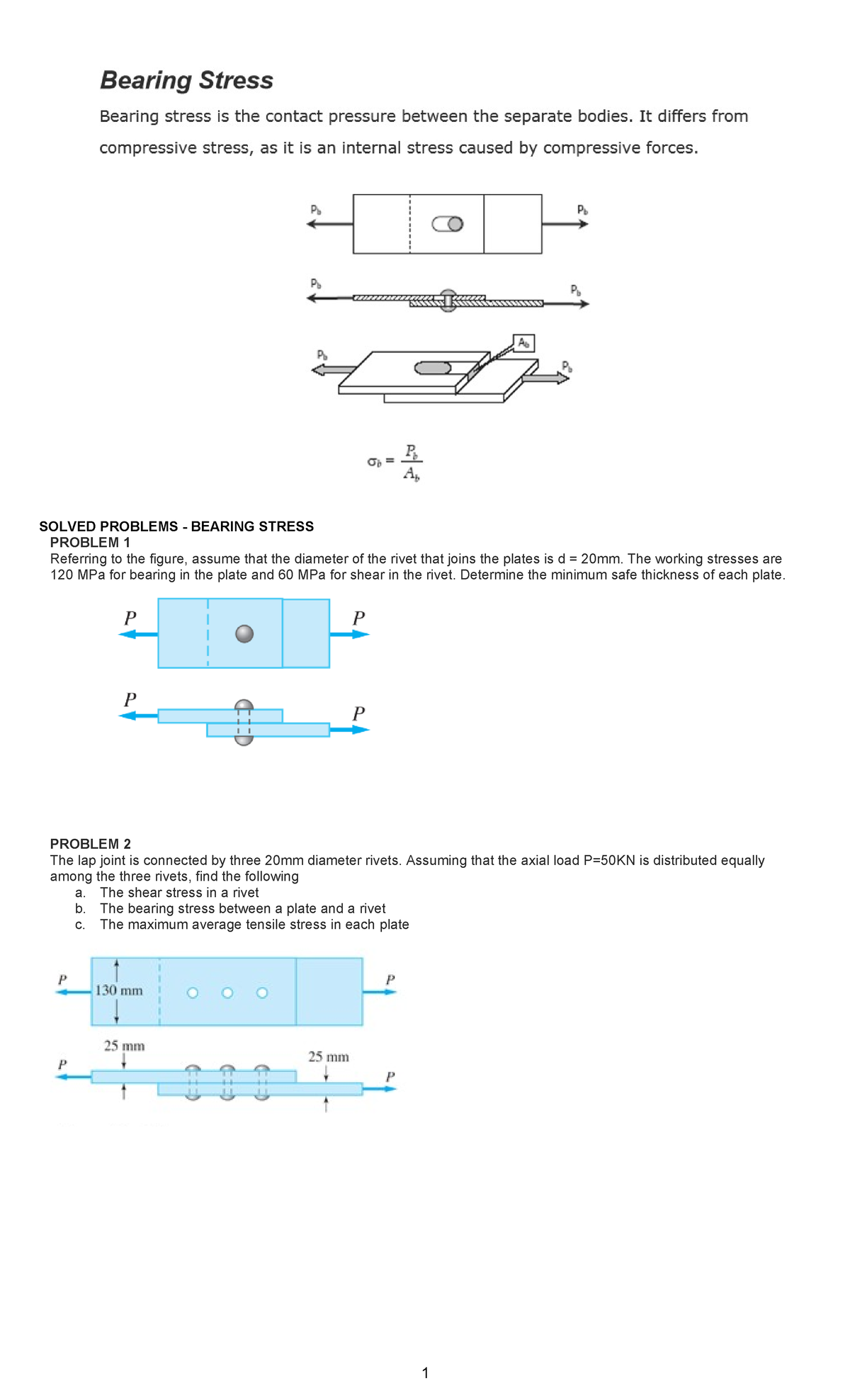 Module 3- Bearing- Stress - 1 SOLVED PROBLEMS - BEARING STRESS PROBLEM ...