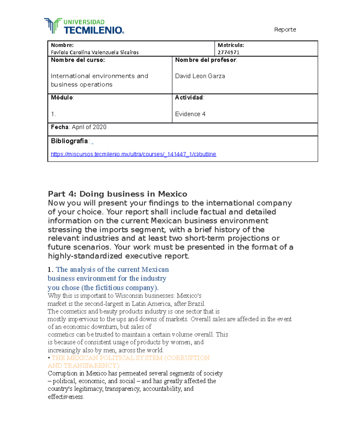 Evidencia 4 - wefwef - Nombre: Faviola Carolina Valenzuela Sicairos ...