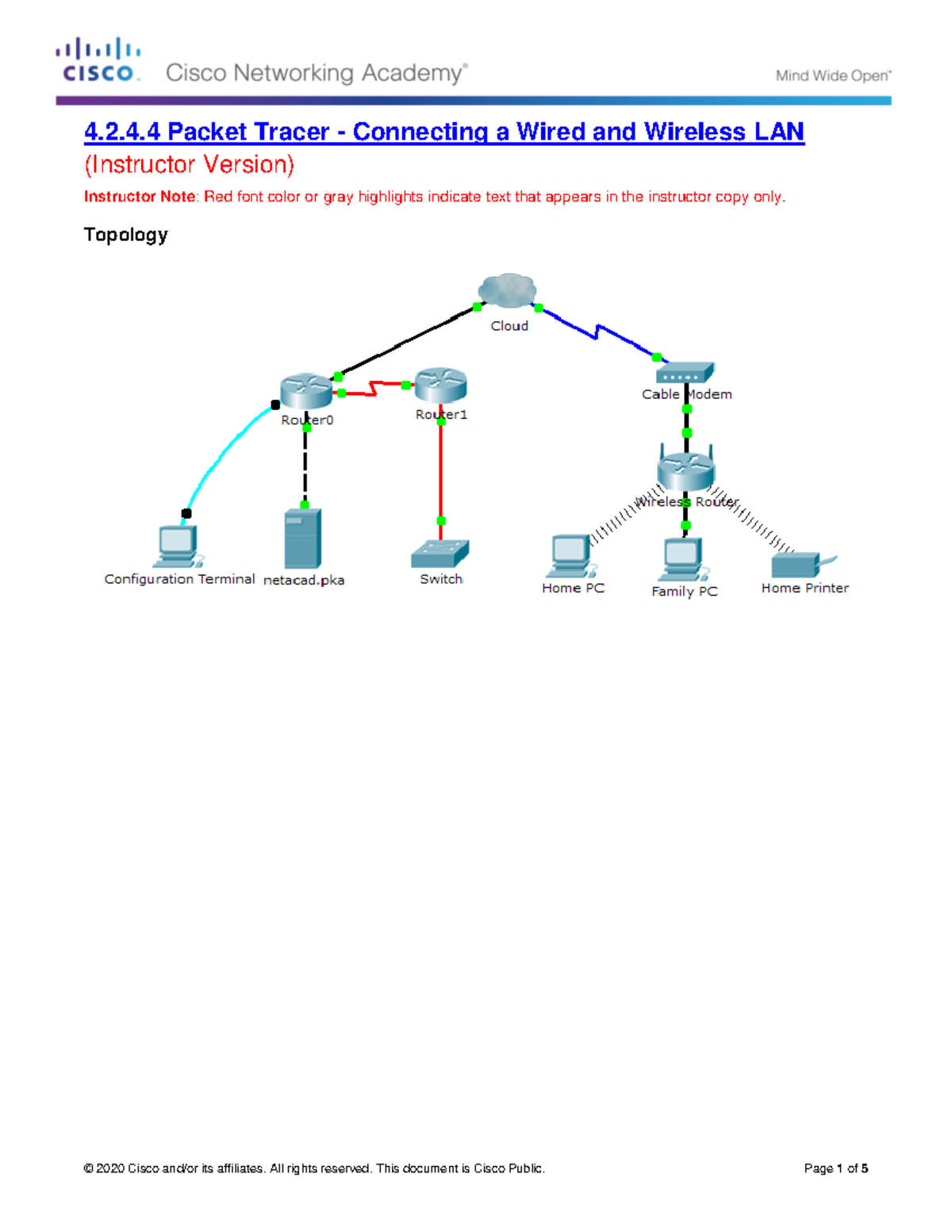 4.2.4.4 Packet Tracer - Connecting a Wired and Wireless LAN - ITExam Answers - 4.2.4 Packet ...