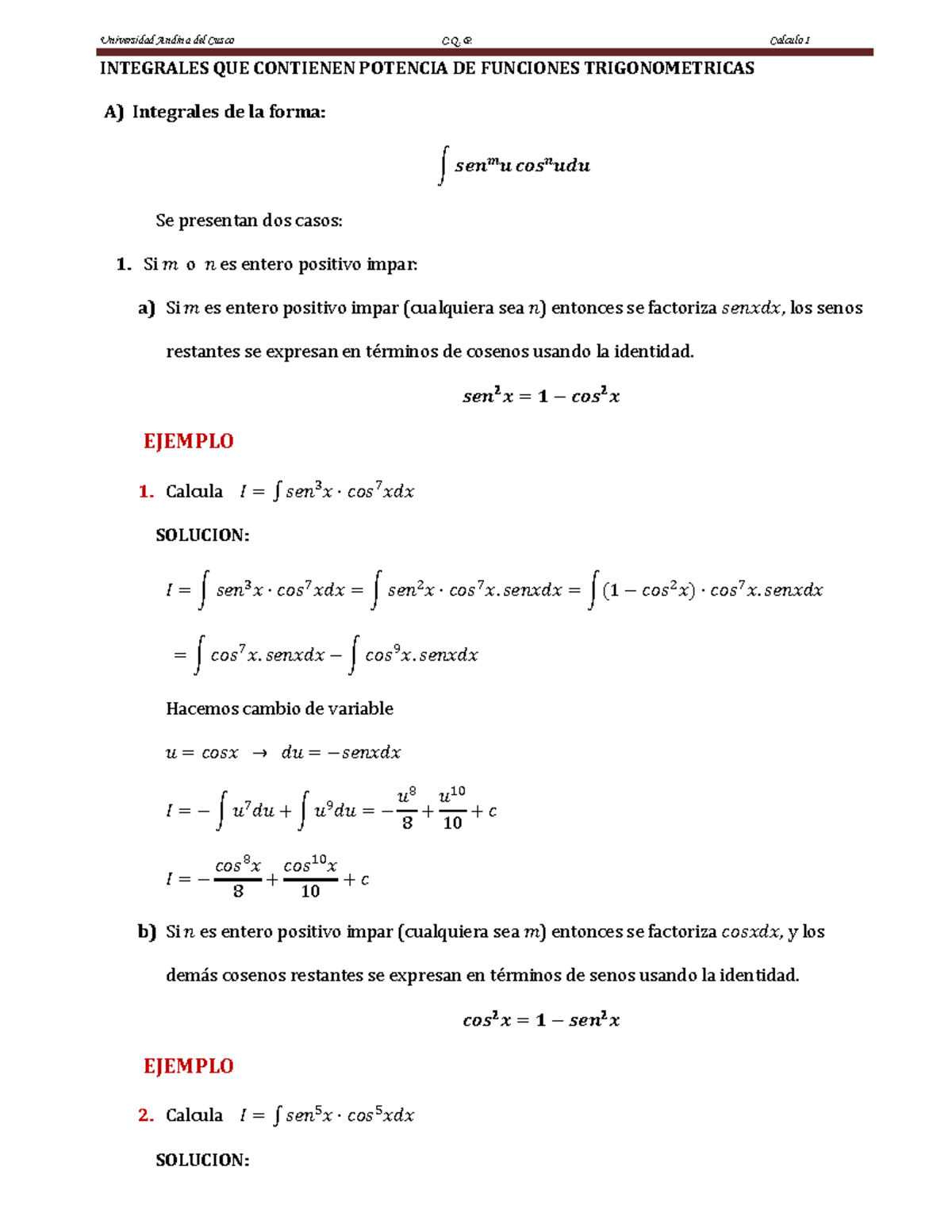 1. Plantilla Integrales -5 - INTEGRALES QUE CONTIENEN POTENCIA DE ...
