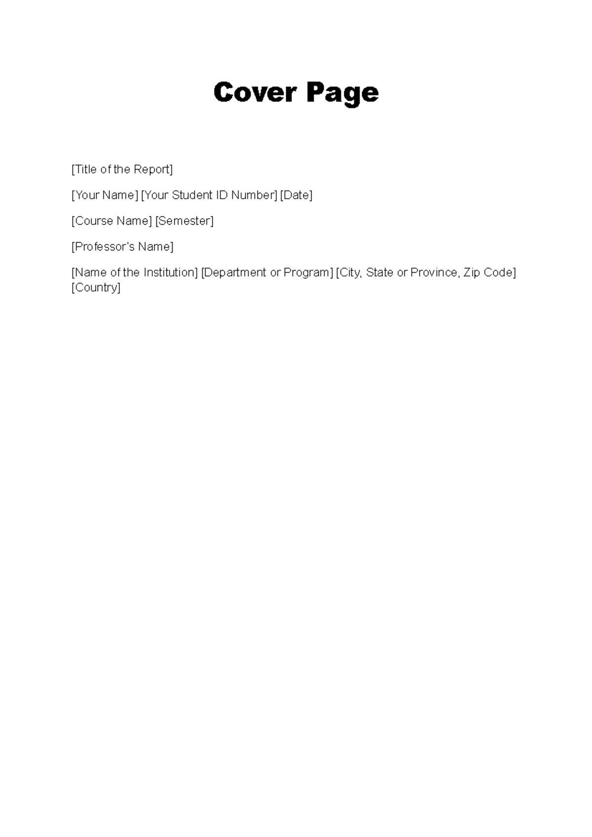 230348 - Cover Page [Title of the Report] [Your Name] [Your Student ID ...