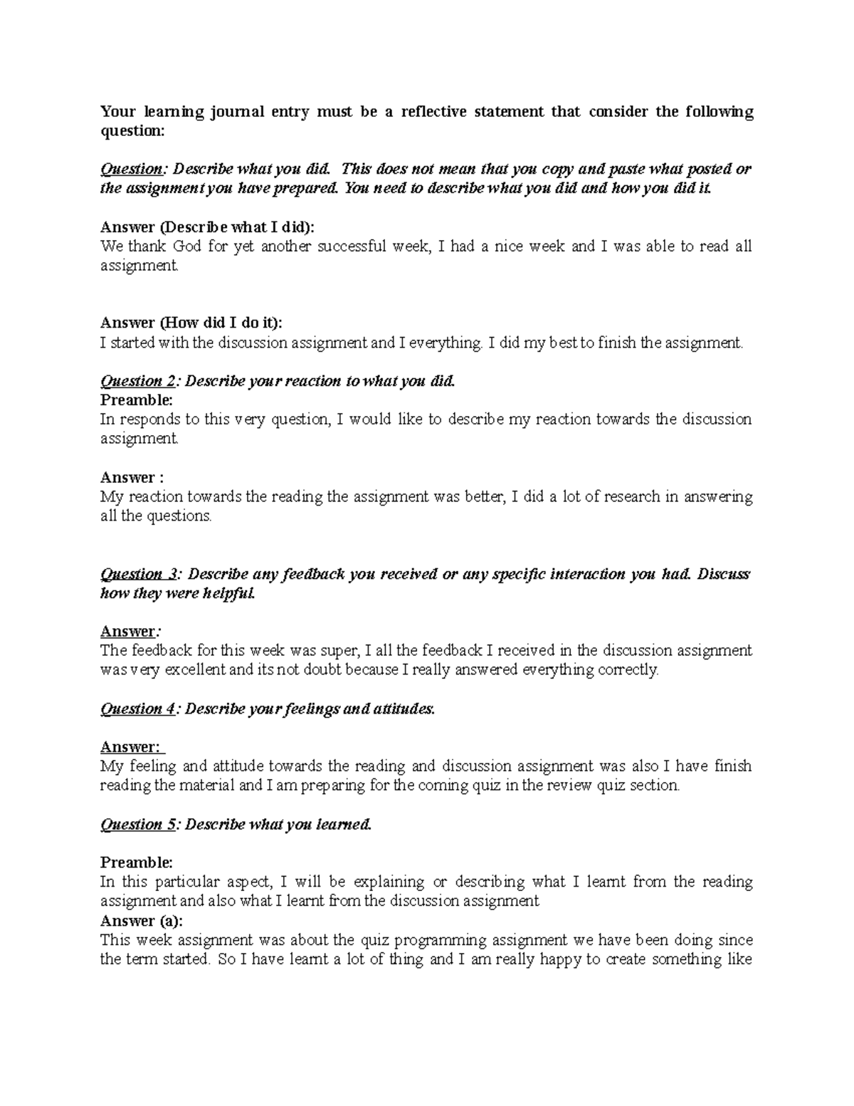 CS 1102 Unit 8 Learning Journal - Your learning journal entry must be a ...