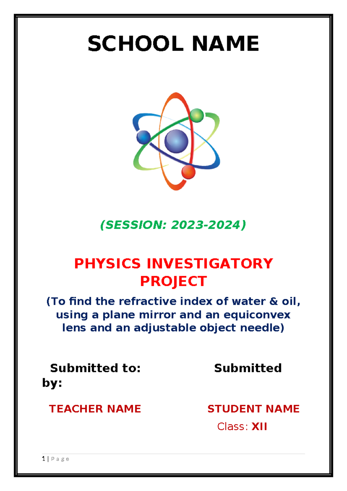 Introduction Certificate and Acknow Page for Physics (To find the ...