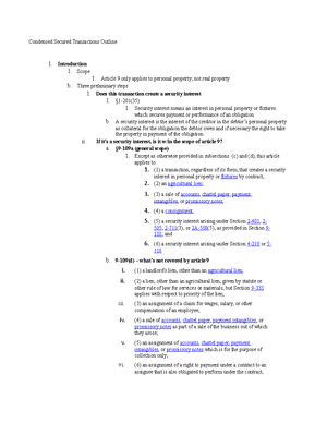 UCC Outline - Formation 1 Aspects of Sales a. UCC 1-103 Construction of ...