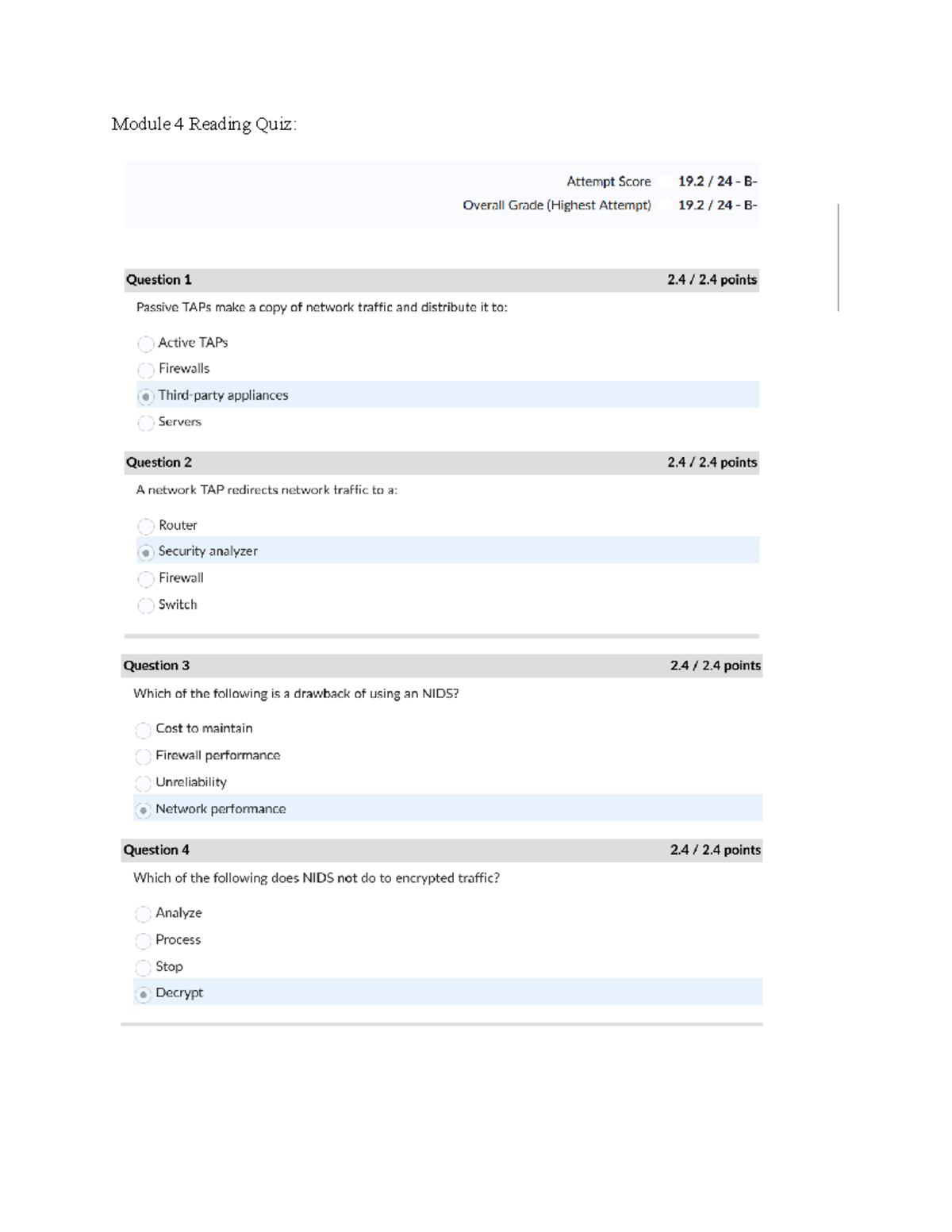 Module 4 Reading Quiz - CYB-310-T5690 - Module 4 Reading Quiz: - Studocu