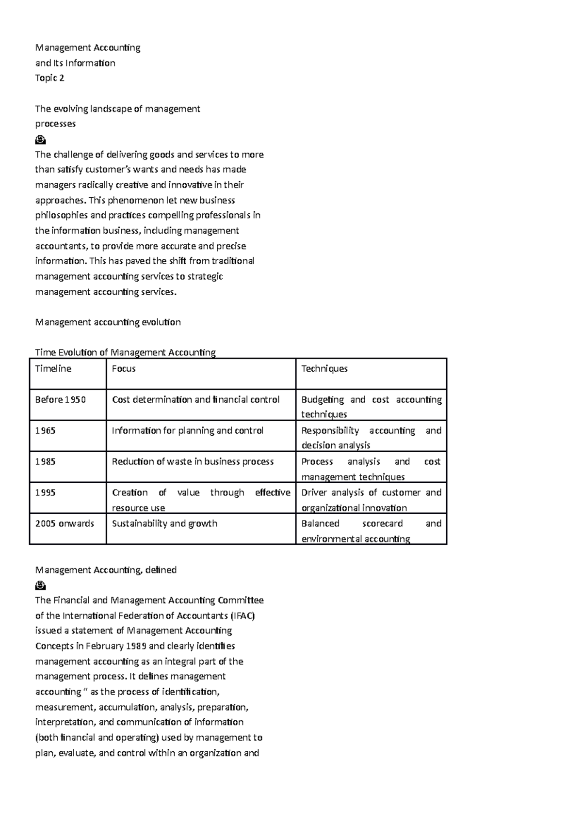 Topic 2 - Management Accounting and Its Information - Management ...