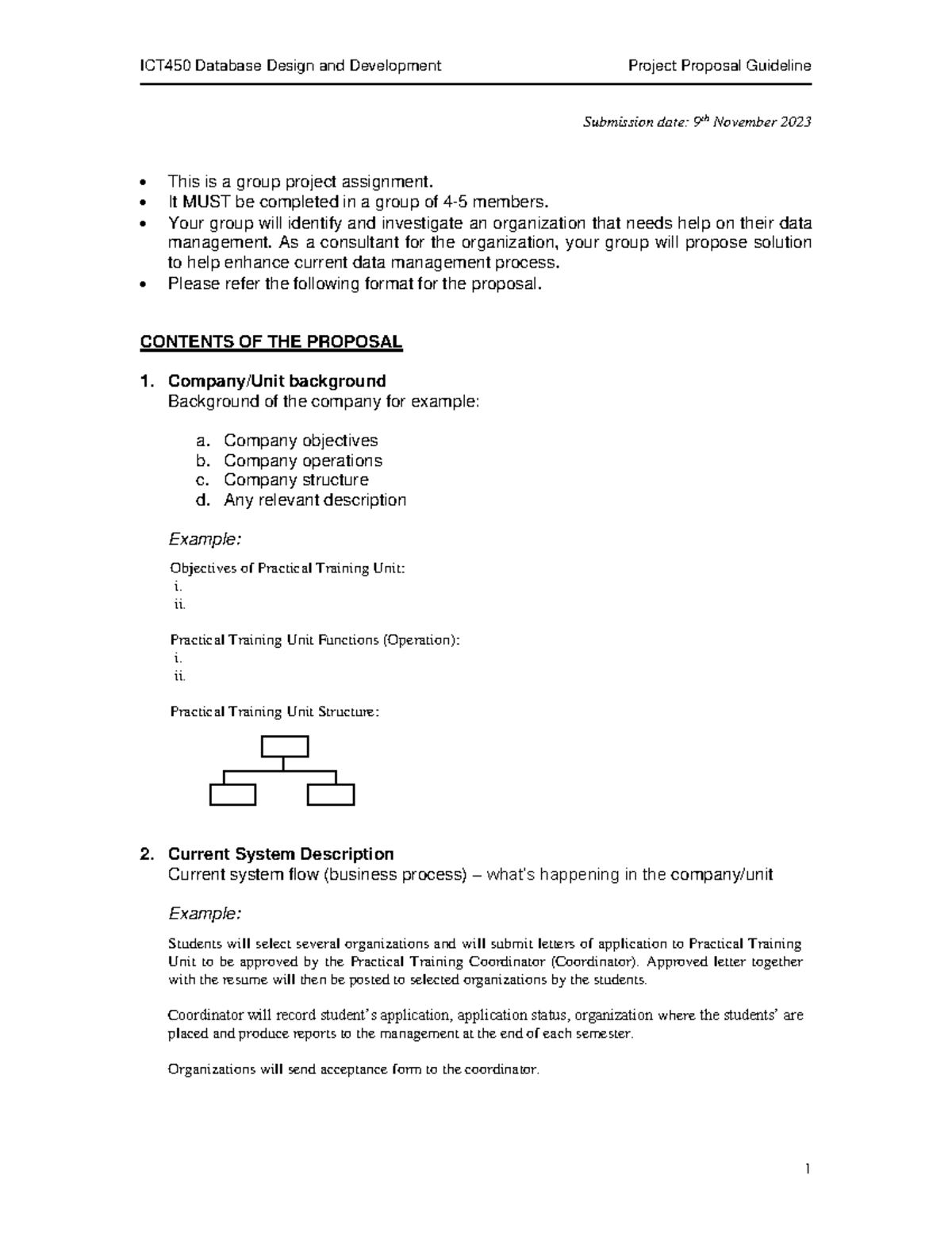 Proposal Guideline - ICT450 Database Design and Development Project Proposal Guideline 1 ...