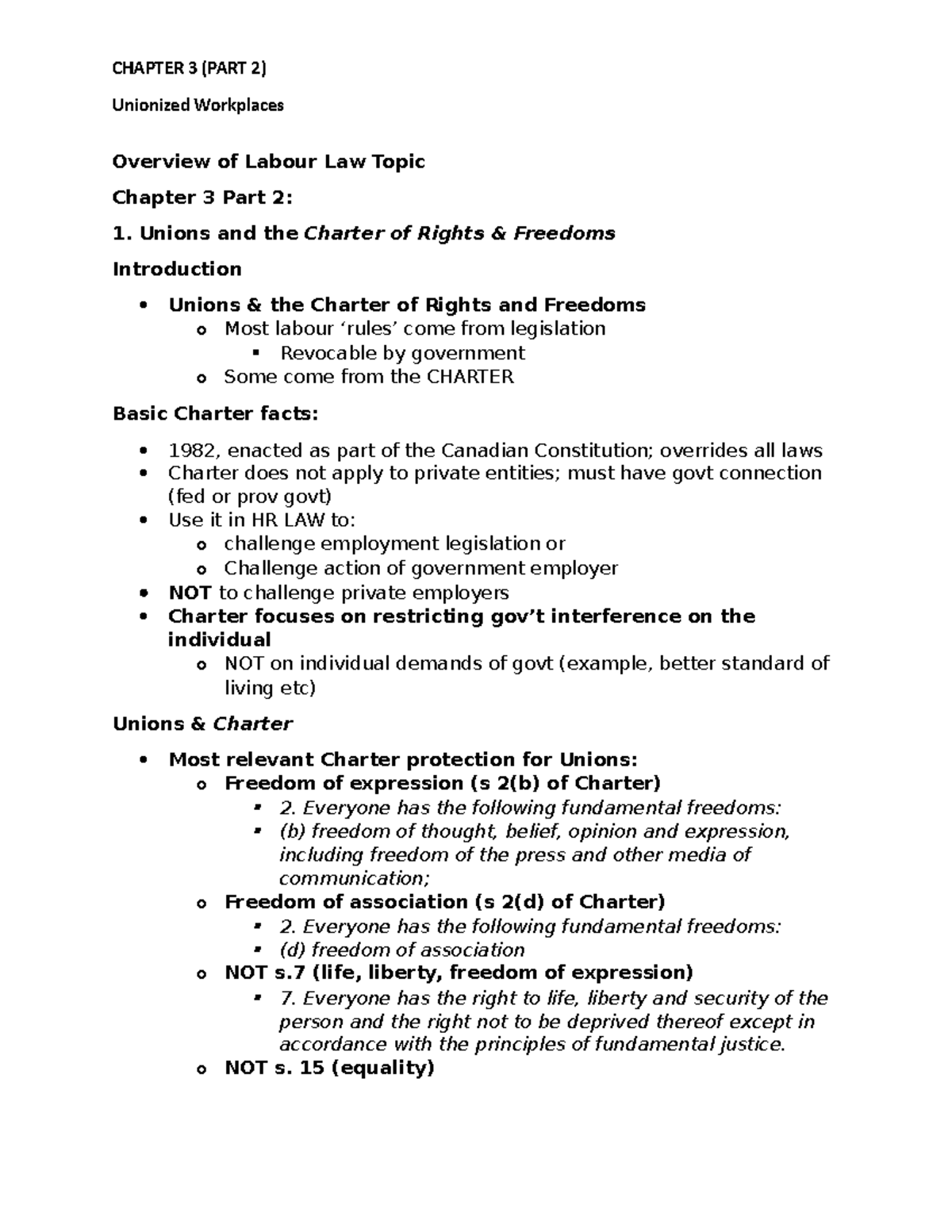 Ch 3 Part 2 Unionized Workplaces - CHAPTER 3 (PART 2) Unionized ...