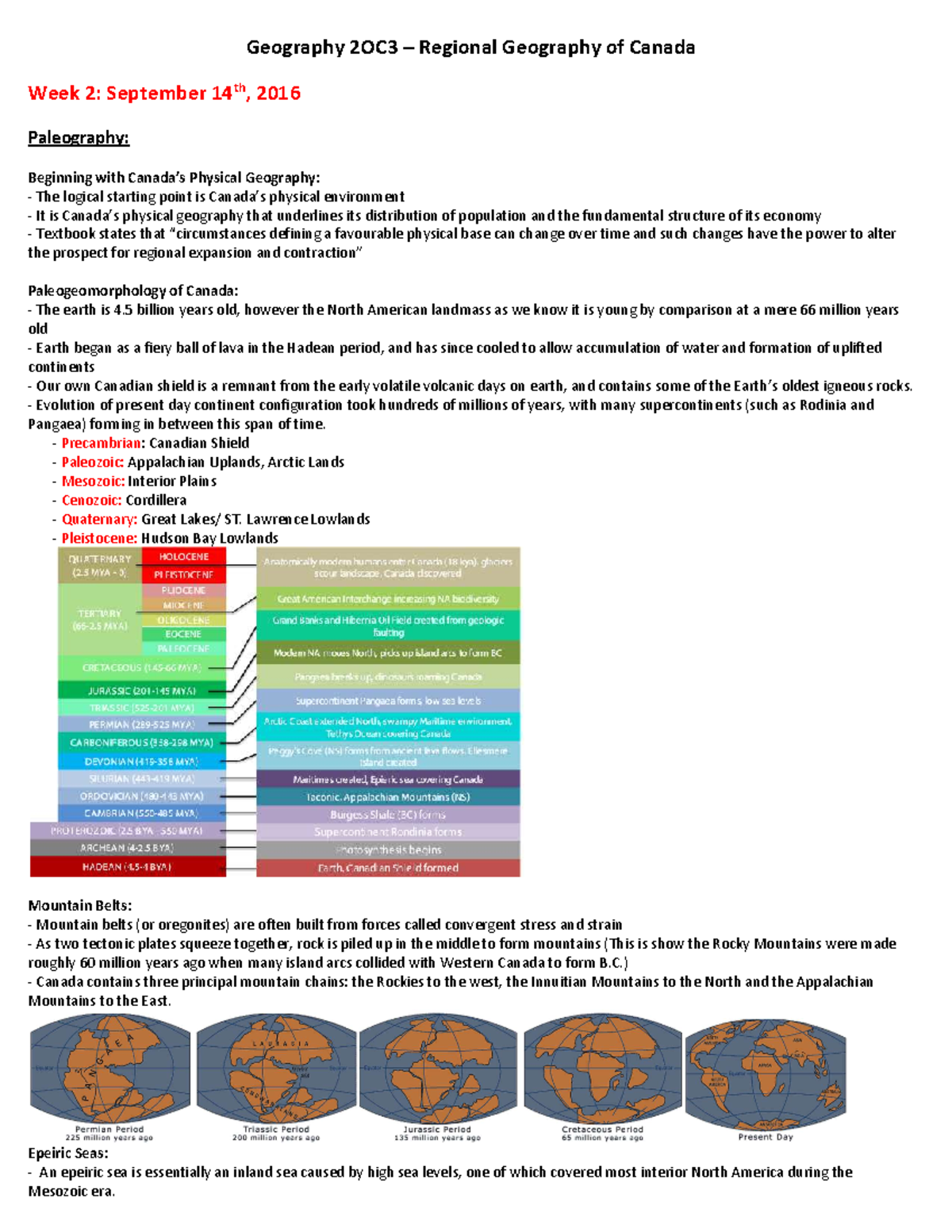 Geo 2OC3-SummaryNotes - Geography 2OC3 Regional Geography of Canada ...