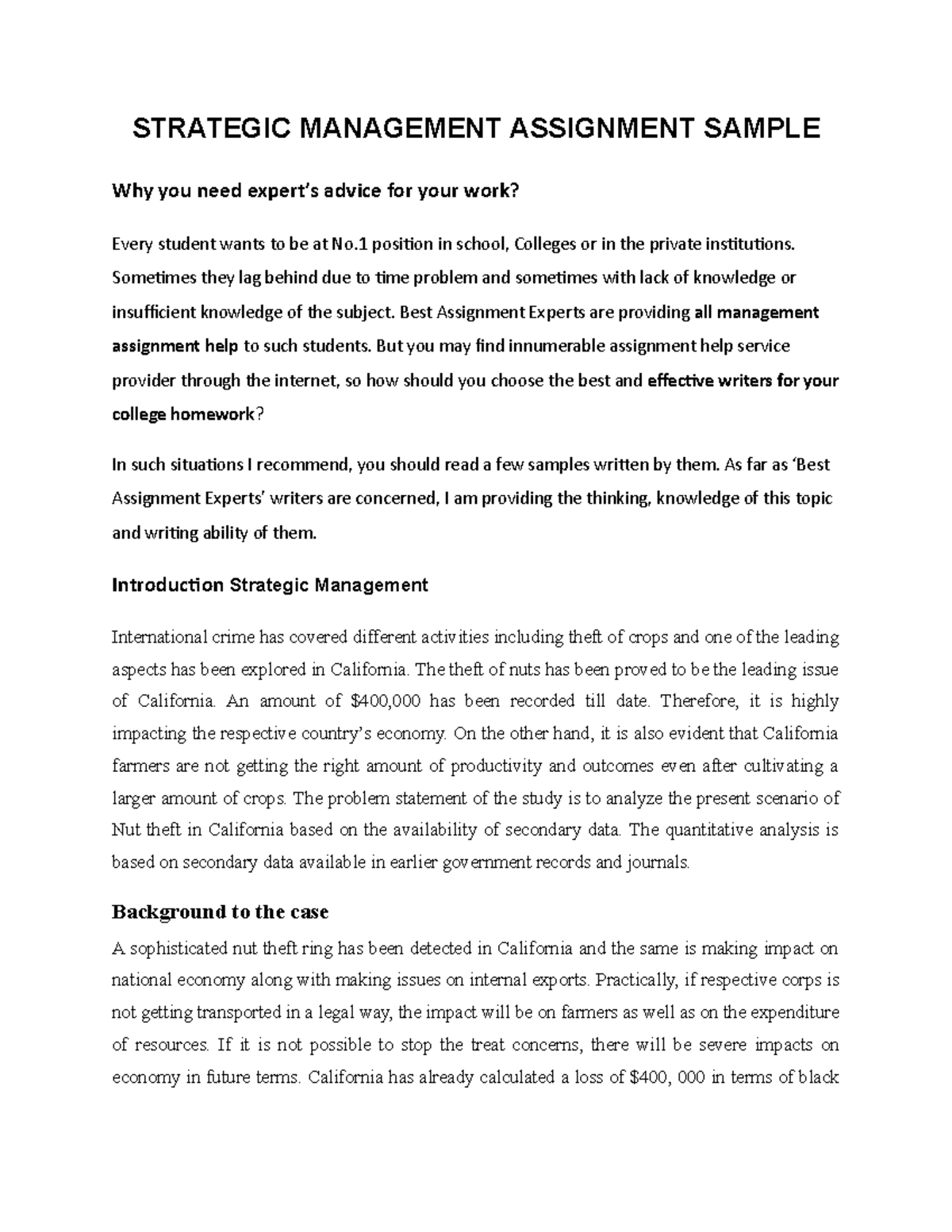 Strategic Management Assignment Sample - STRATEGIC MANAGEMENT ...