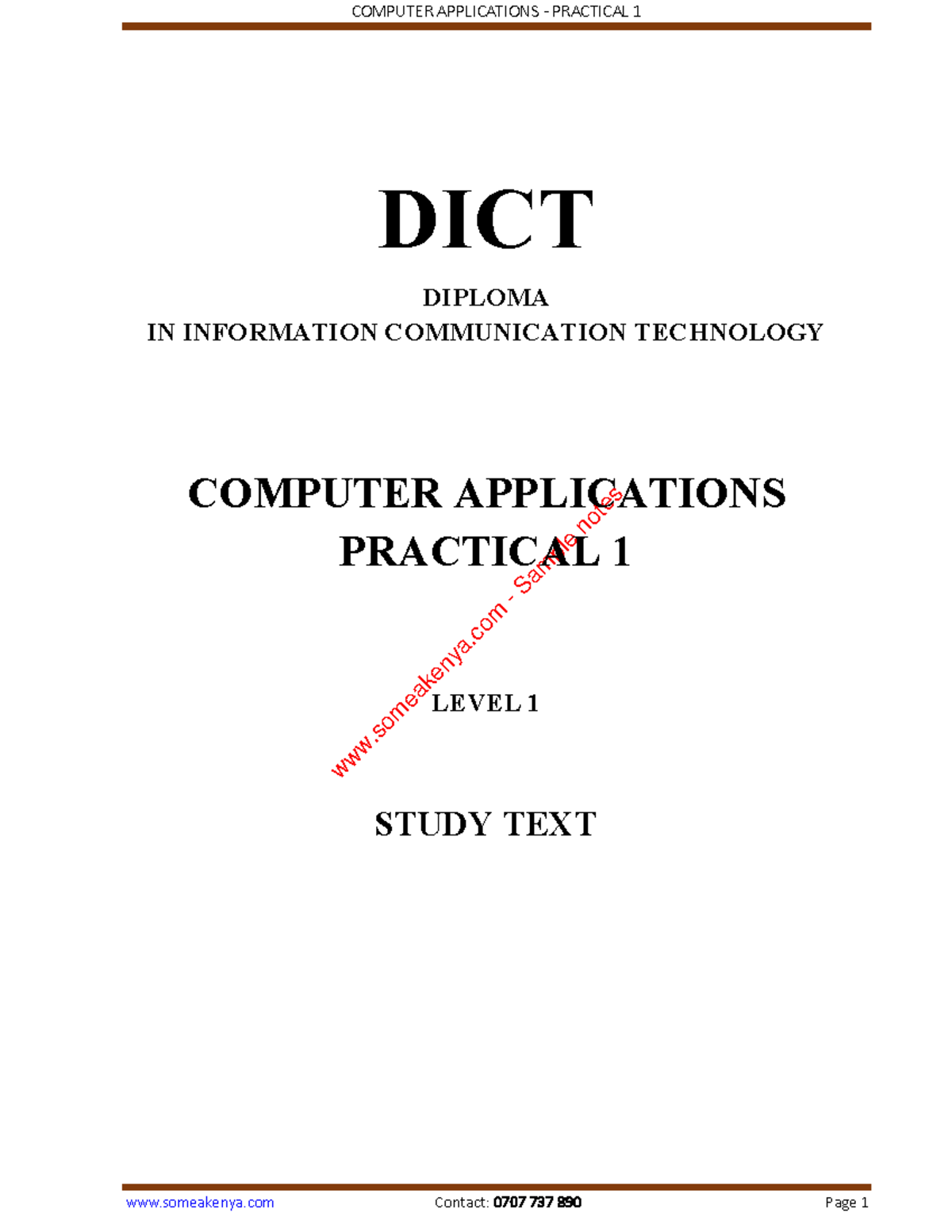 Computer Applications - Practical 1 Sample-watermark - someakenya ...