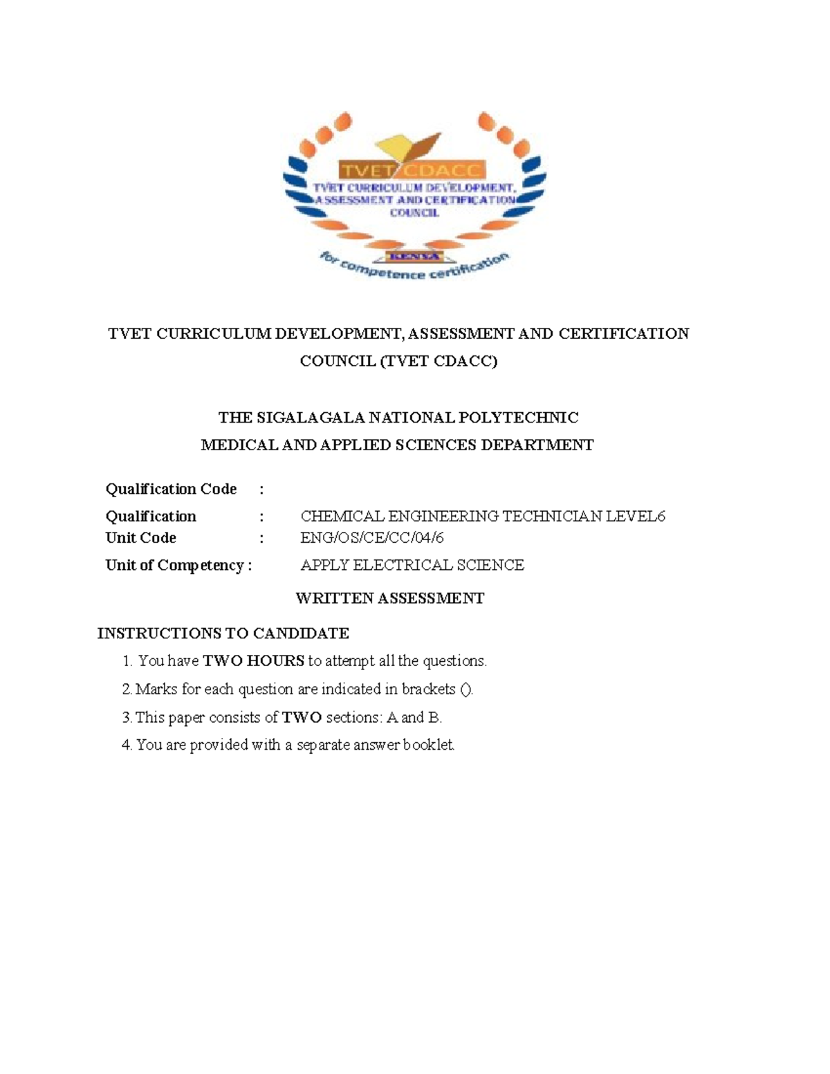 Apply es - TVET CURRICULUM DEVELOPMENT, ASSESSMENT AND CERTIFICATION ...