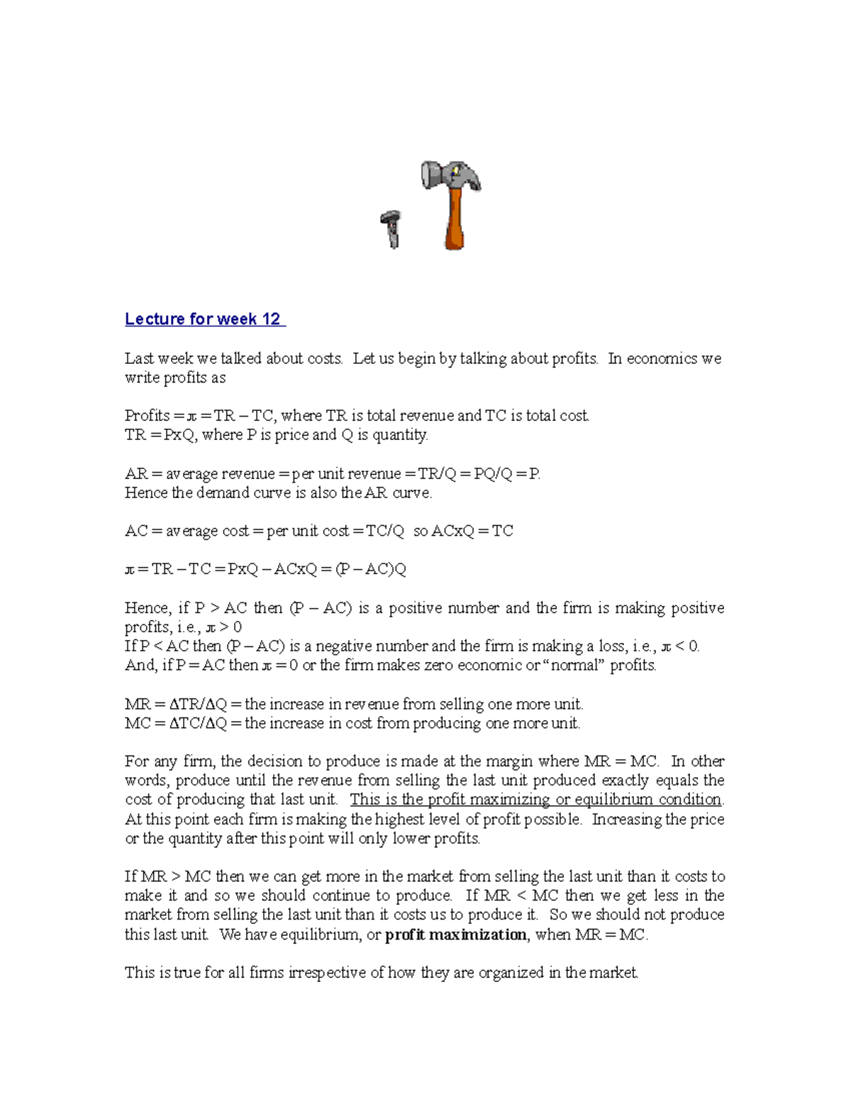 Lecture for week 12 new - Lecture for week 12 Last week we talked about ...