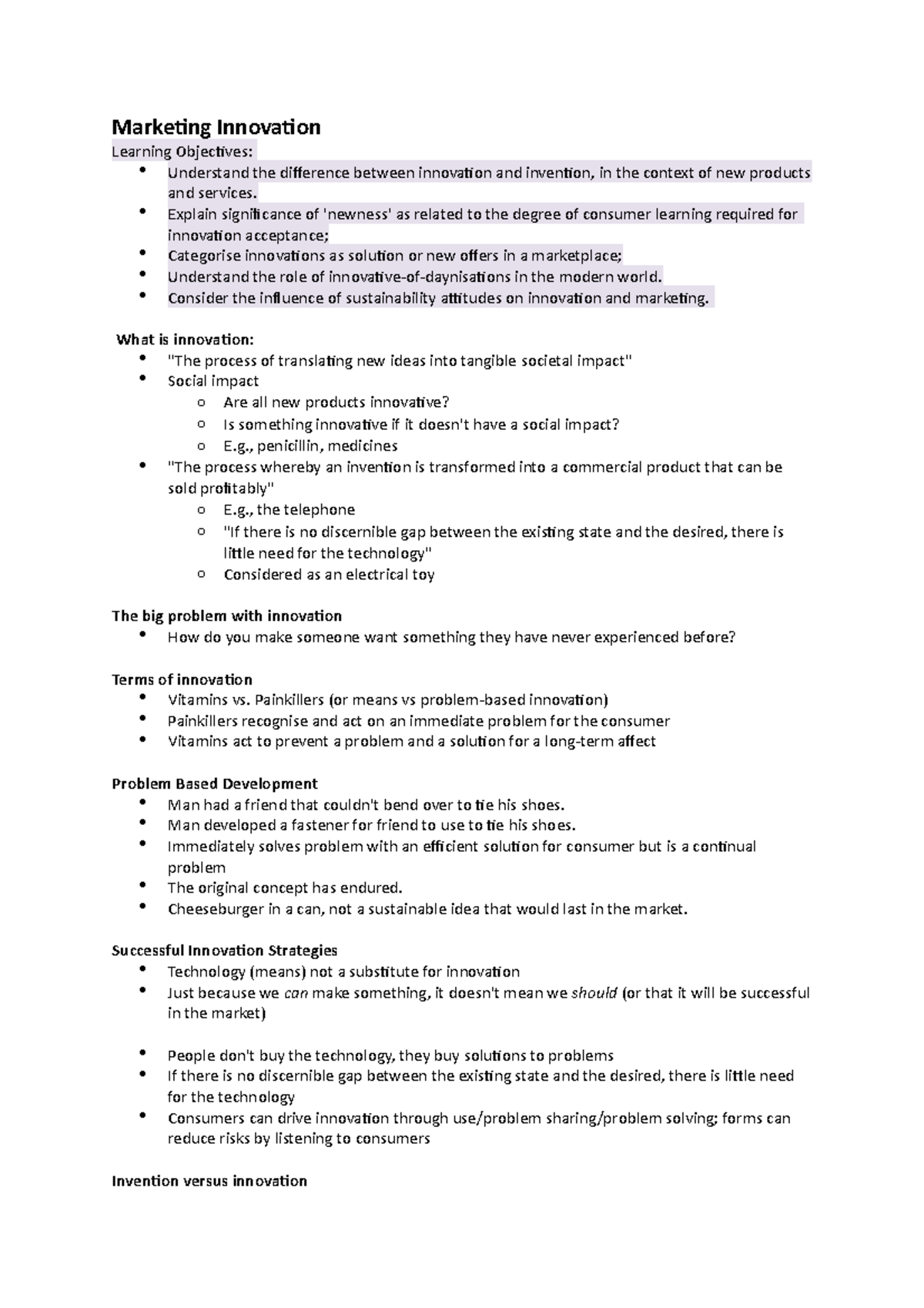 Marketing Notes For Exam 2022 - Marketing Innovation Learning ...