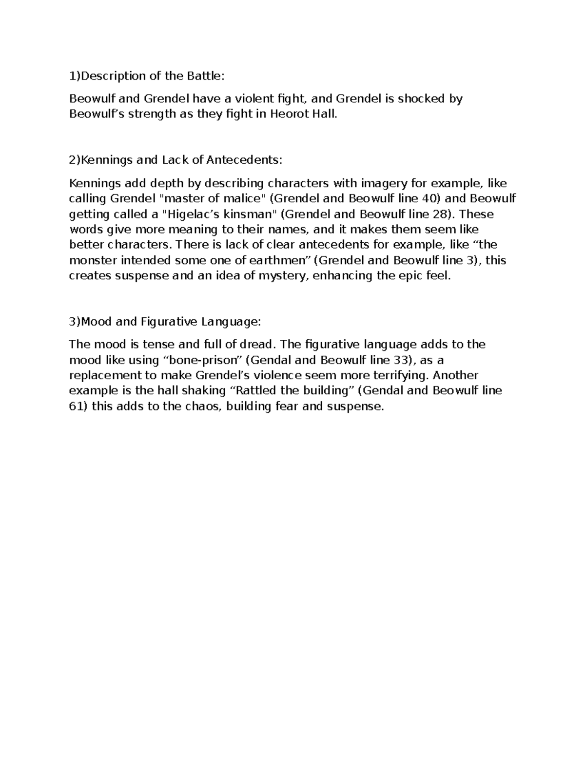 Gendal and Beowulf Battle - 1)Description of the Battle: Beowulf and ...