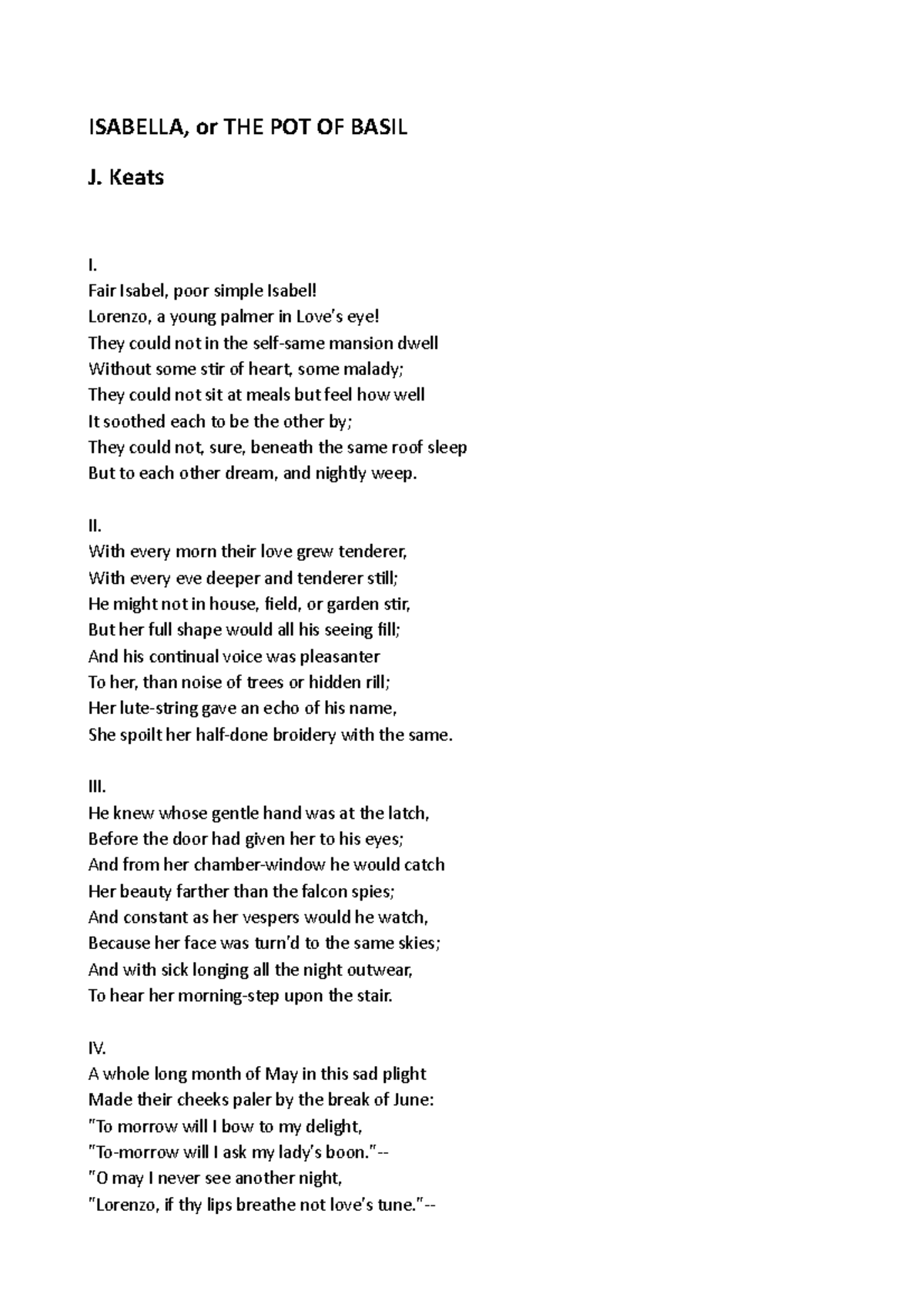 Isabella by J. Keats - full text - ISABELLA, or THE POT OF BASIL J ...