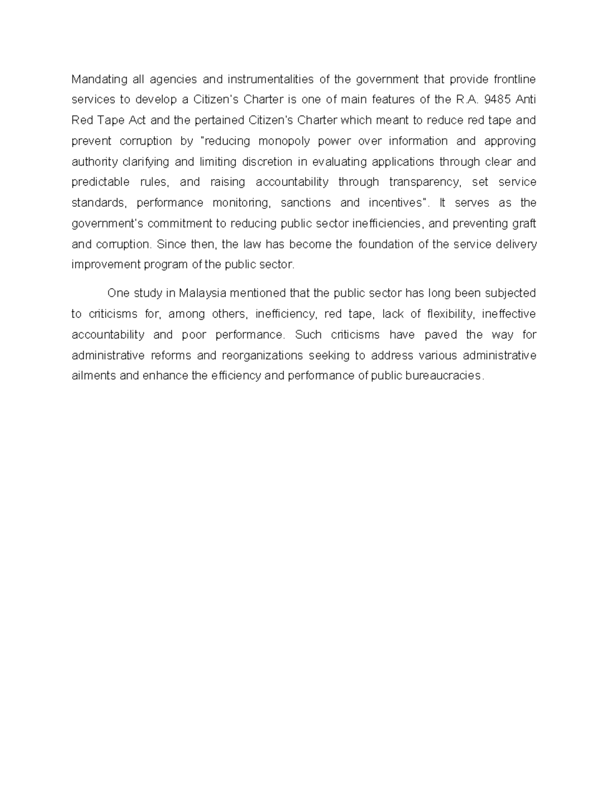 Anti Red Tape Useful Mandating All Agencies And Instrumentalities
