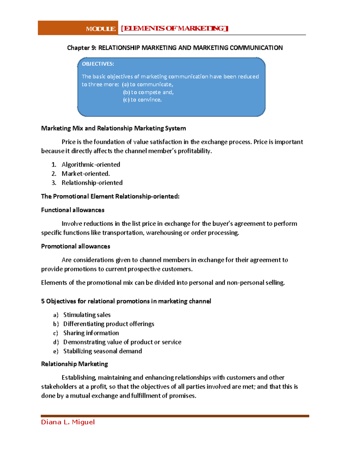 Chapter 9 - Relationship Marketing AND Marketing Communication - MODULE ...