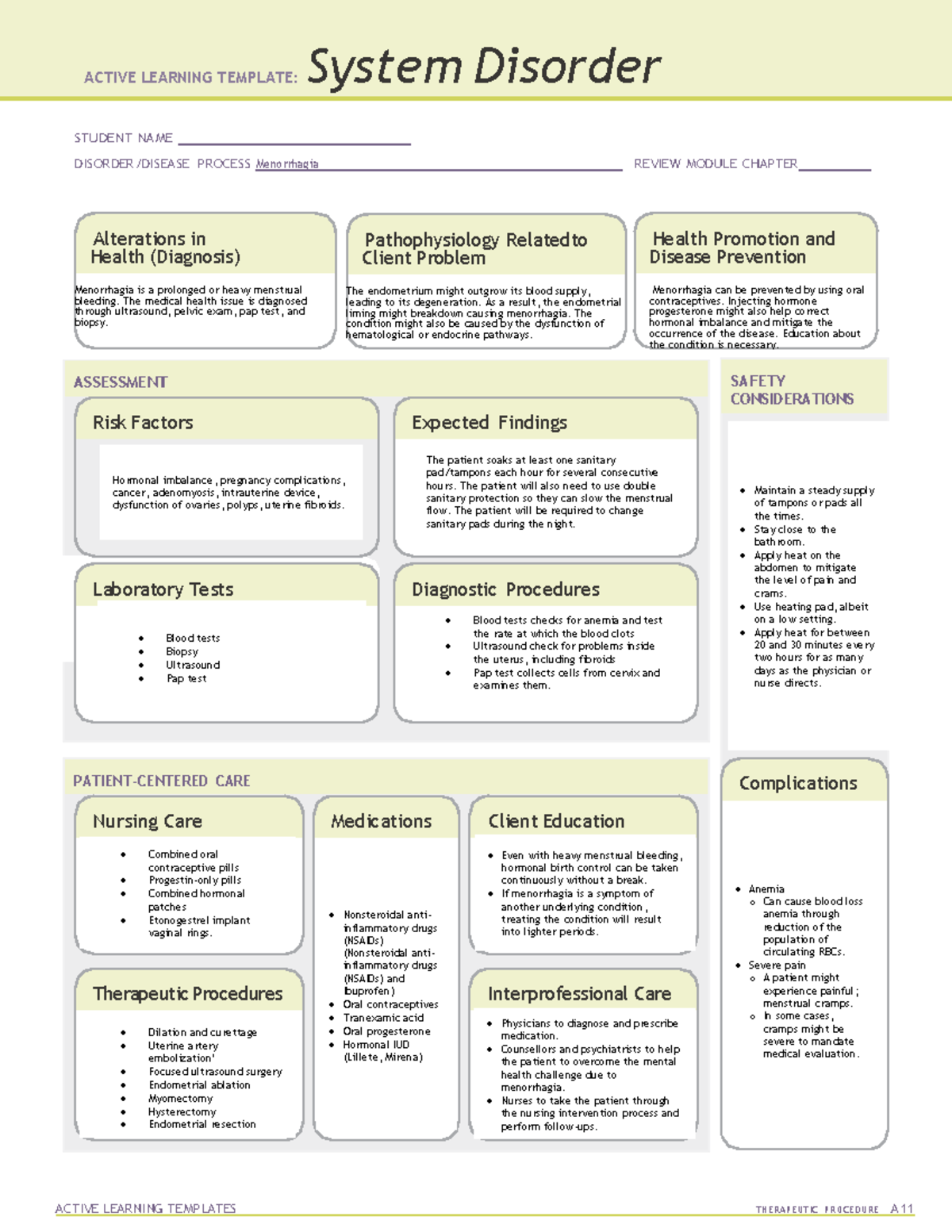 Bleeding - Answers - ACTIVE LEARNING TEMPLATE: System Disorder STUDENT ...