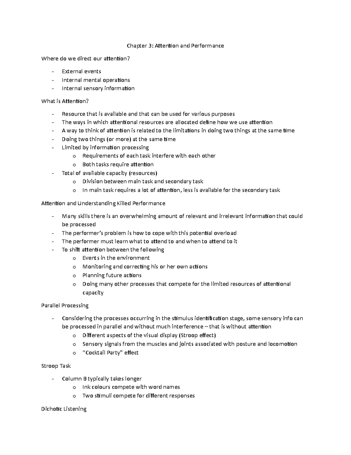 Chapter 3 - Attention and Performance Notes - Chapter 3: Attention and ...