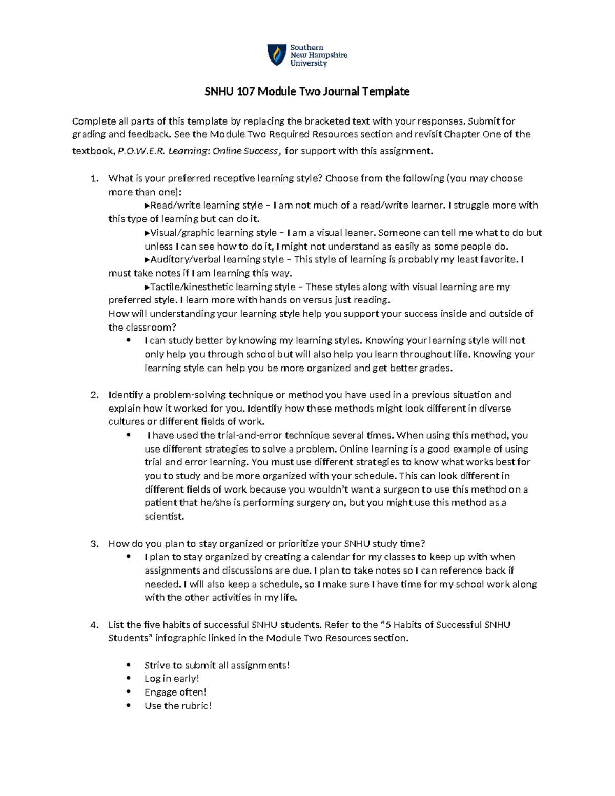 SNHU 107 Module Two Journal Template - SNHU 107 Module Two Journal ...