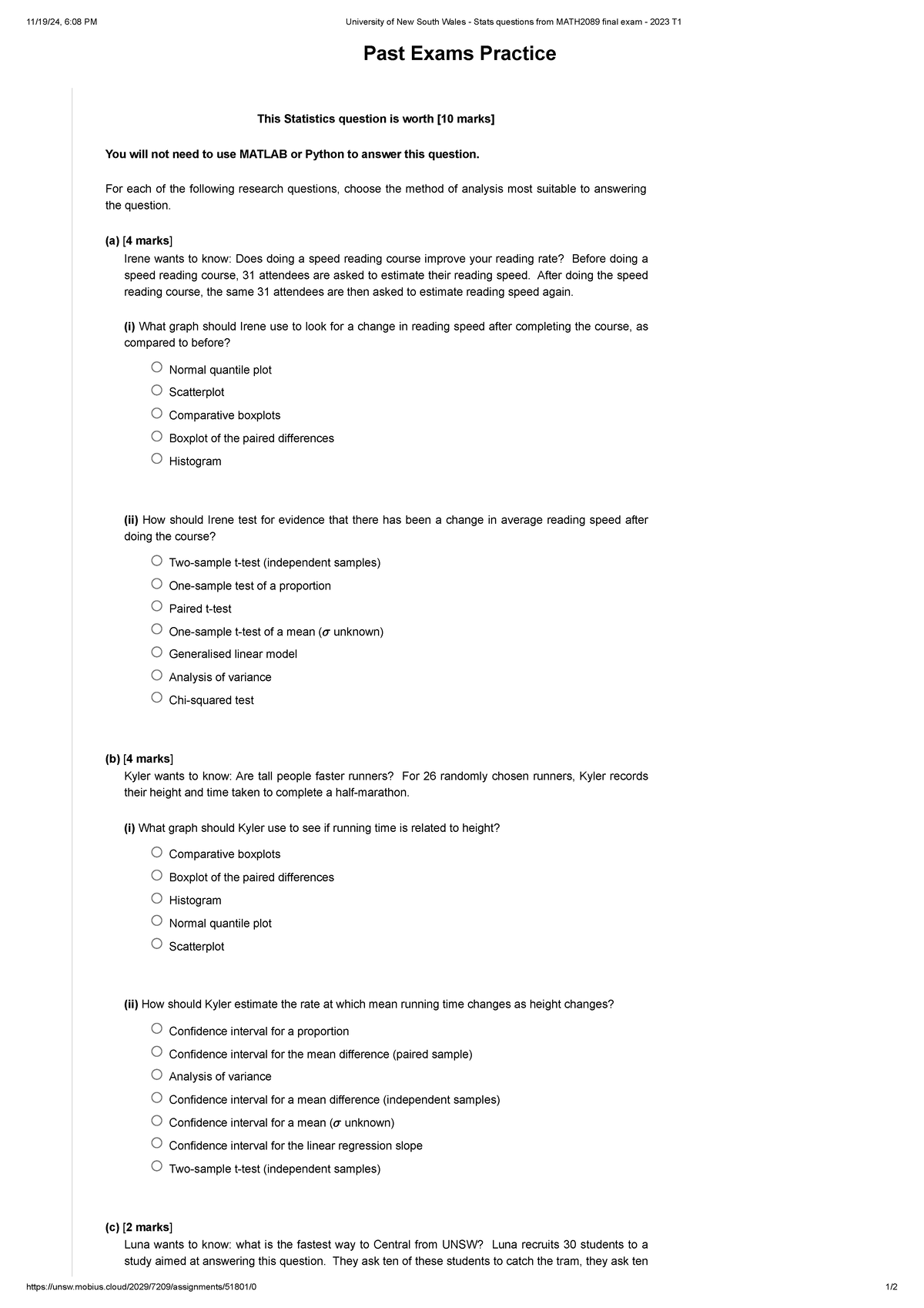 STATS 2023 EXAM PRACTISE - Past Exams Practice This Statistics question ...