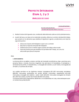 Proyecto Integrador 1 - Universidad del Valle de México Enfoque Sistémico Proyecto Integrador ...