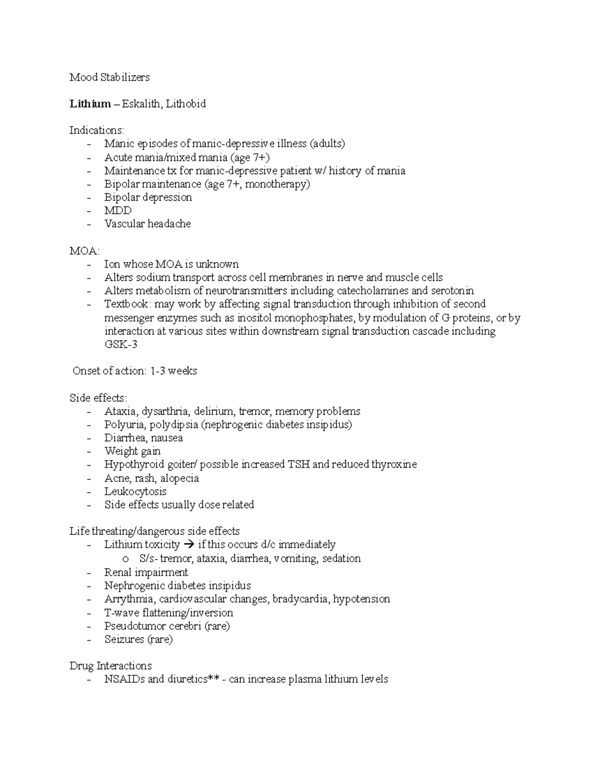 Mood stabilizers - Mood Stabilizers Lithium – Eskalith, Lithobid ...