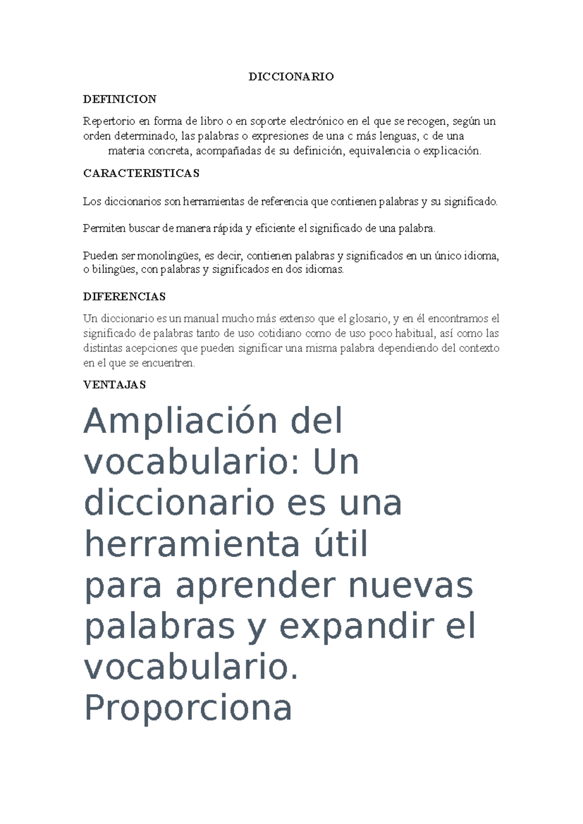 Diccionario - Sdgrg - DICCIONARIO DEFINICION Repertorio en forma de ...