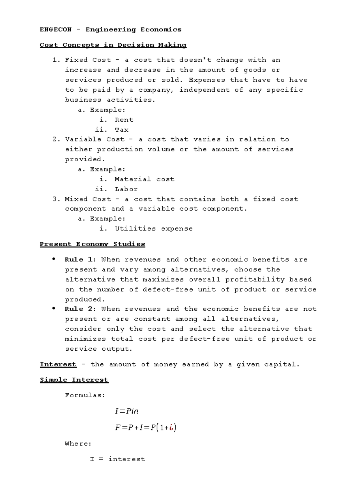 Engineering Economics - Simple Interest - ENGECON - Engineering ...