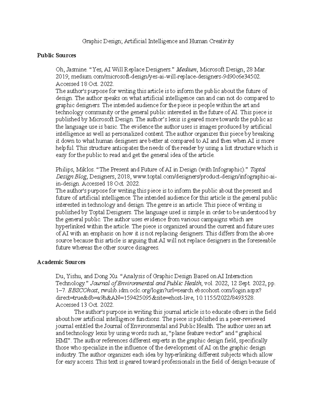 WTNG.102 Annotated Bibliography - Graphic Design; Artificial ...